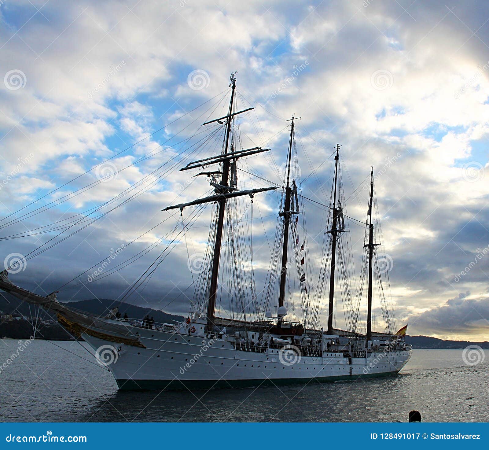 Spanish Armed Sailing Ship Juan Sebastian De Elcano Stock Image - Image ...