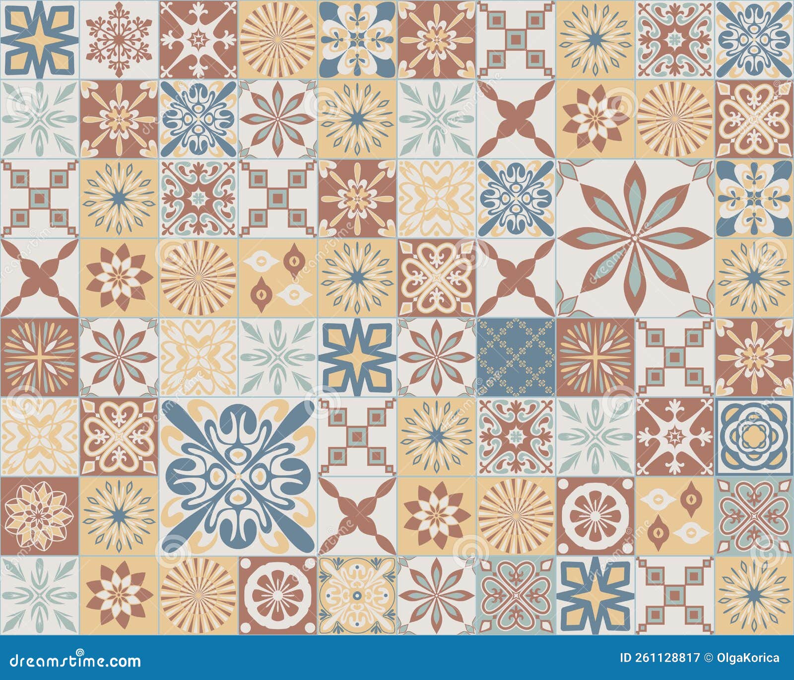 Spanish Azulejo Style Pastel Pattern, Ceramic Tile Square for Design ...