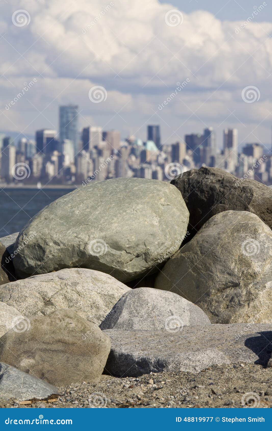 Spanish Banks, with Vancouver Skyline Behind Stock Image - Image of ...