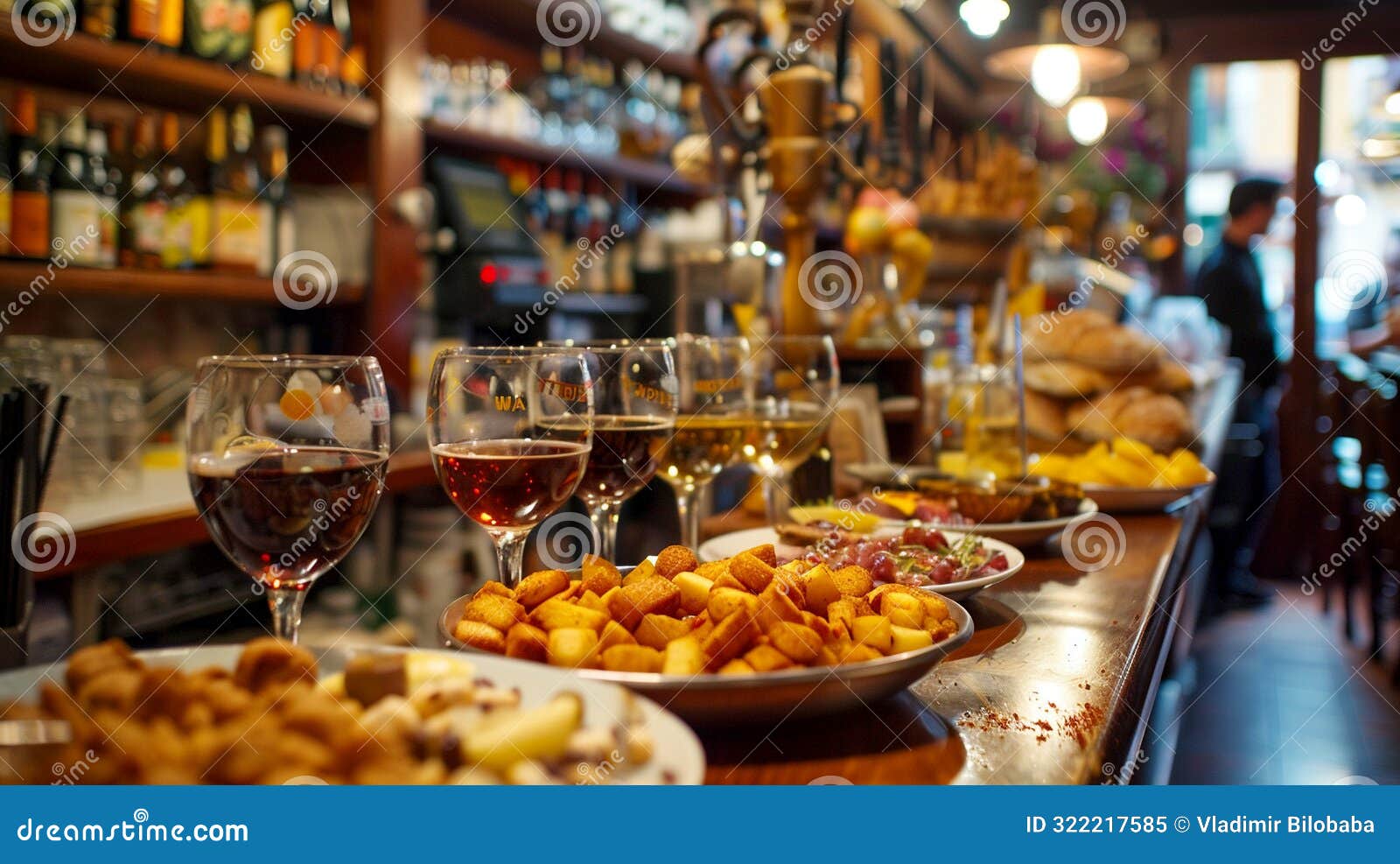 Spanish Bar Counter With Appetizers And Drinks Royalty-Free Stock Image ...