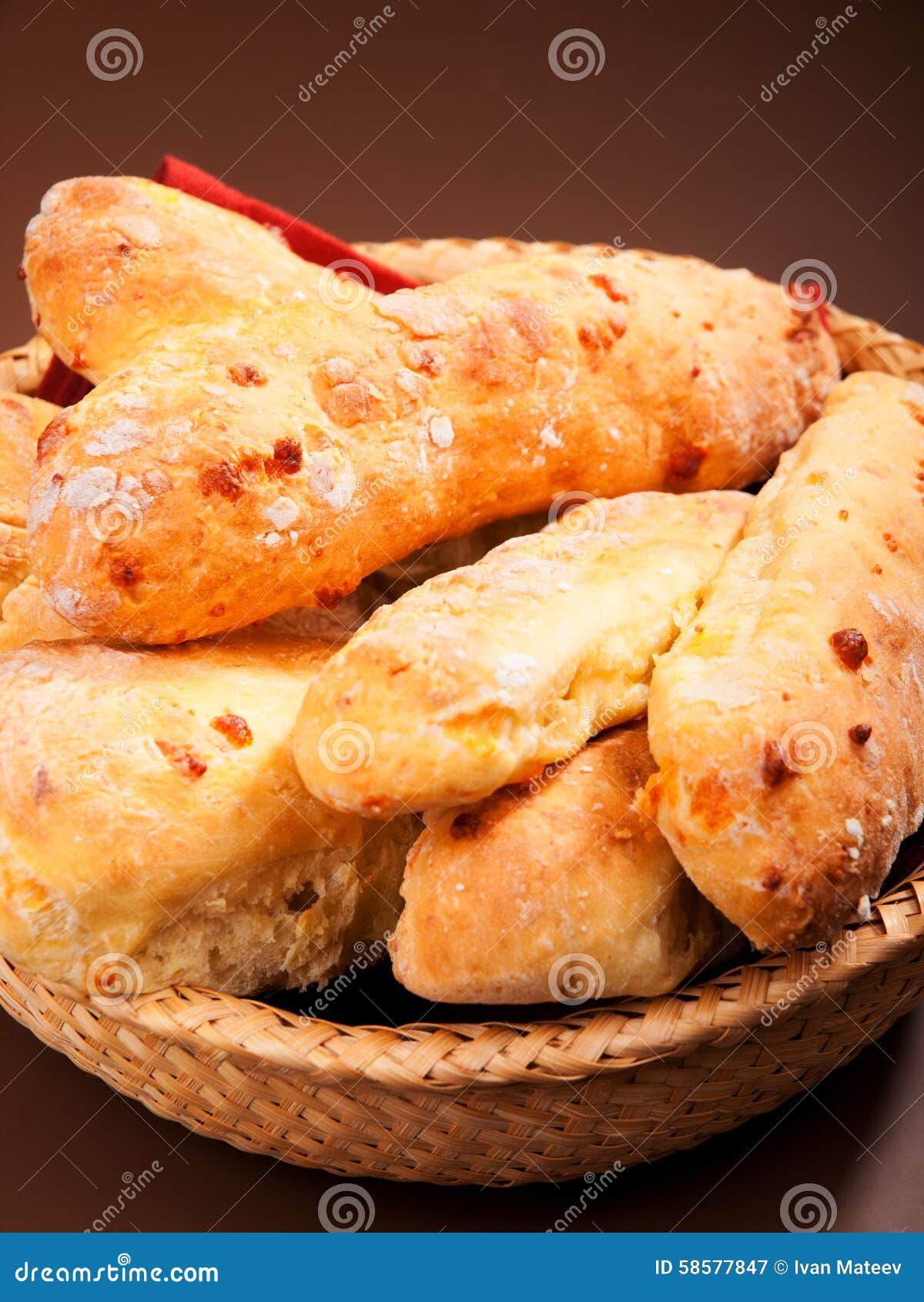 Spanish Bread with Yellow Cheese Stock Image - Image of group, basket ...