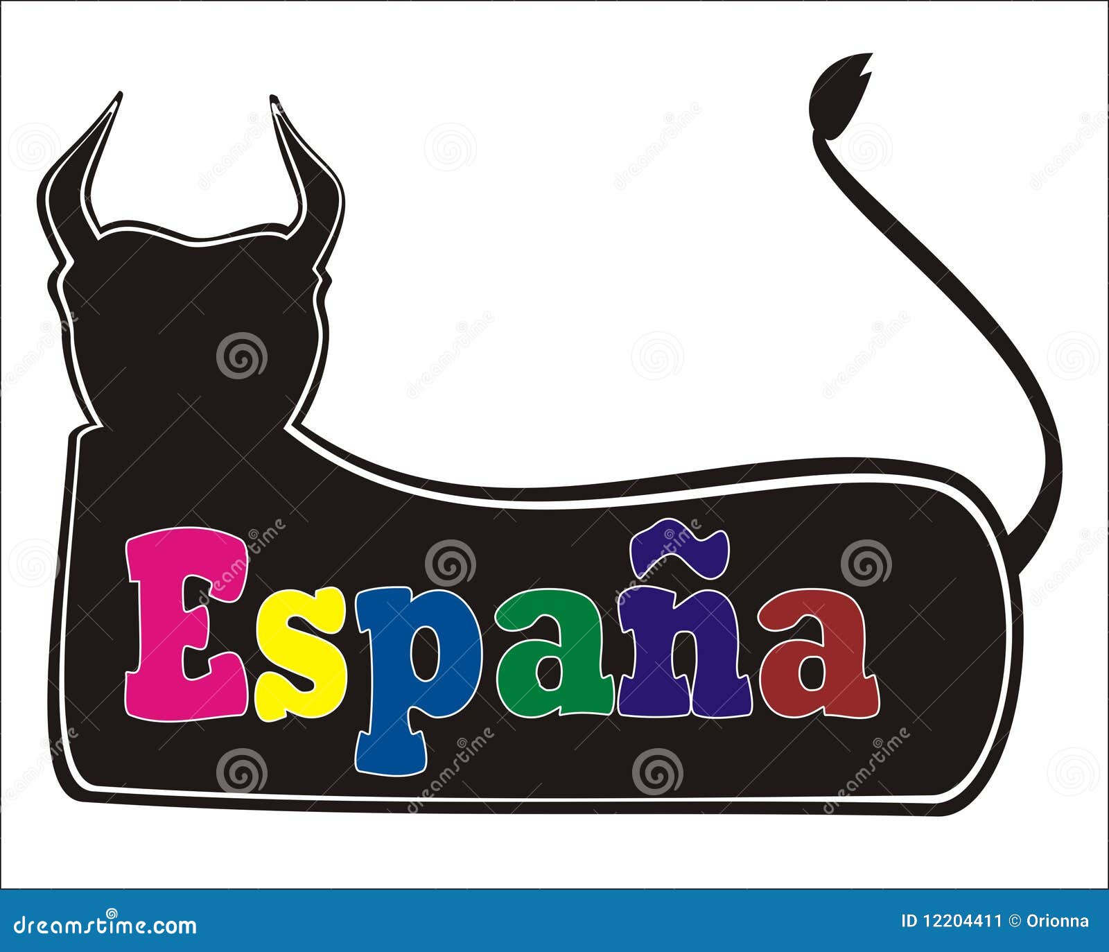 Spanish bull stock vector. Illustration of rodeo, silhouette - 12204411