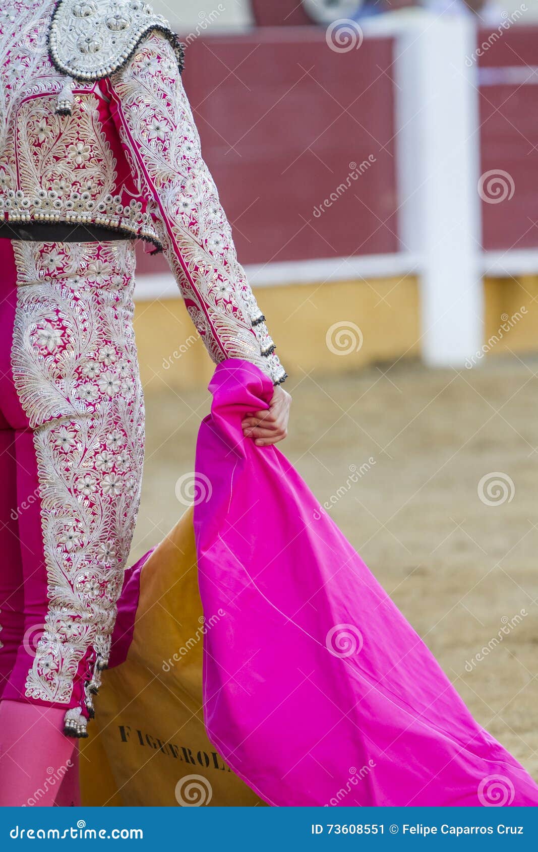 Spanish Bullfighter with the Cape in the Bullring Stock Image - Image ...