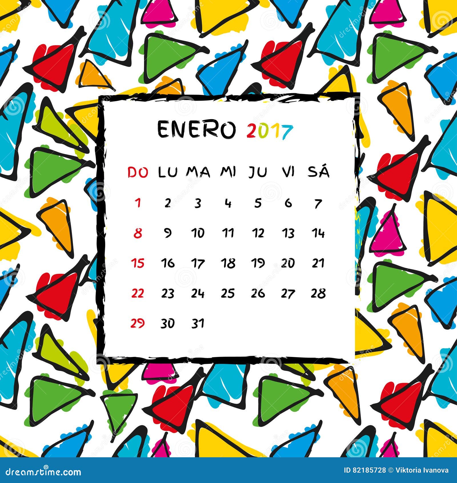 Spanish Calendar 2017 Template. Stock Vector - Illustration of february ...