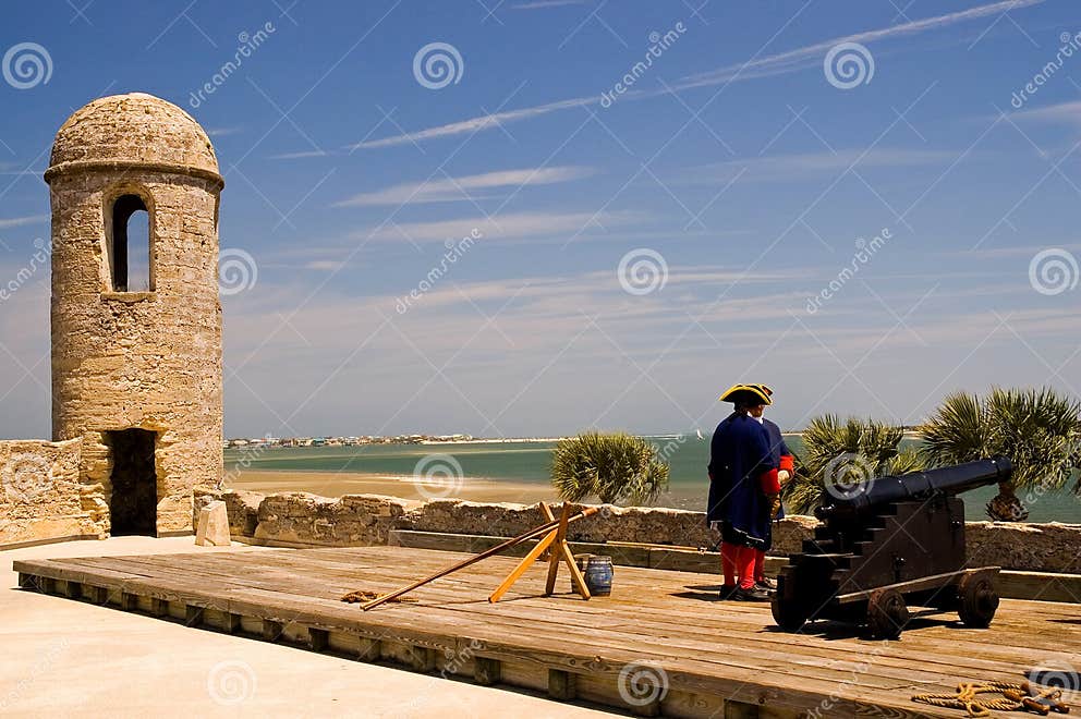 Spanish Cannon and Guards stock image. Image of coastal - 2261187
