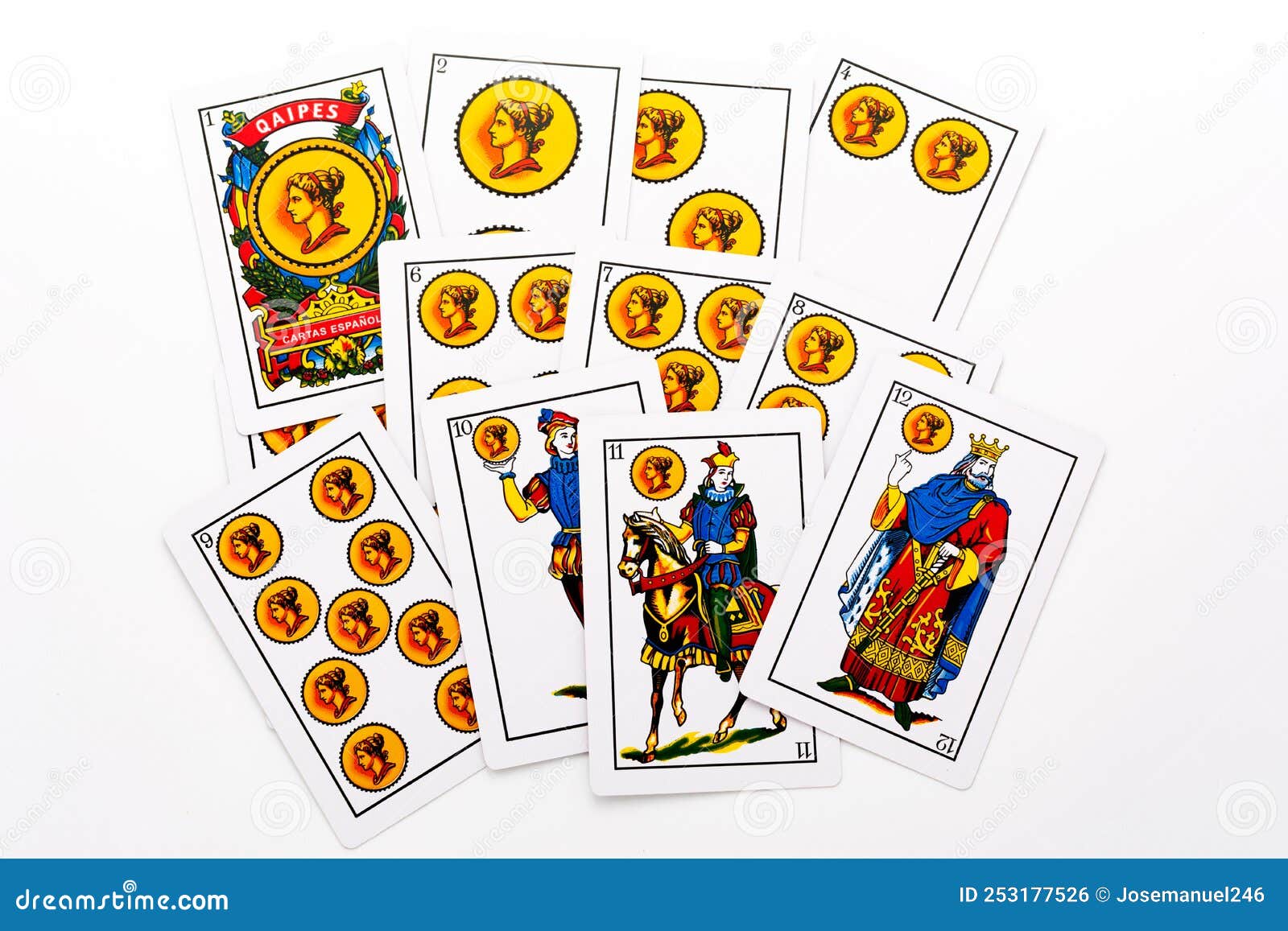 Tarot Cards, the Gold Coins Card in the Foreground Stock Photo - Image ...