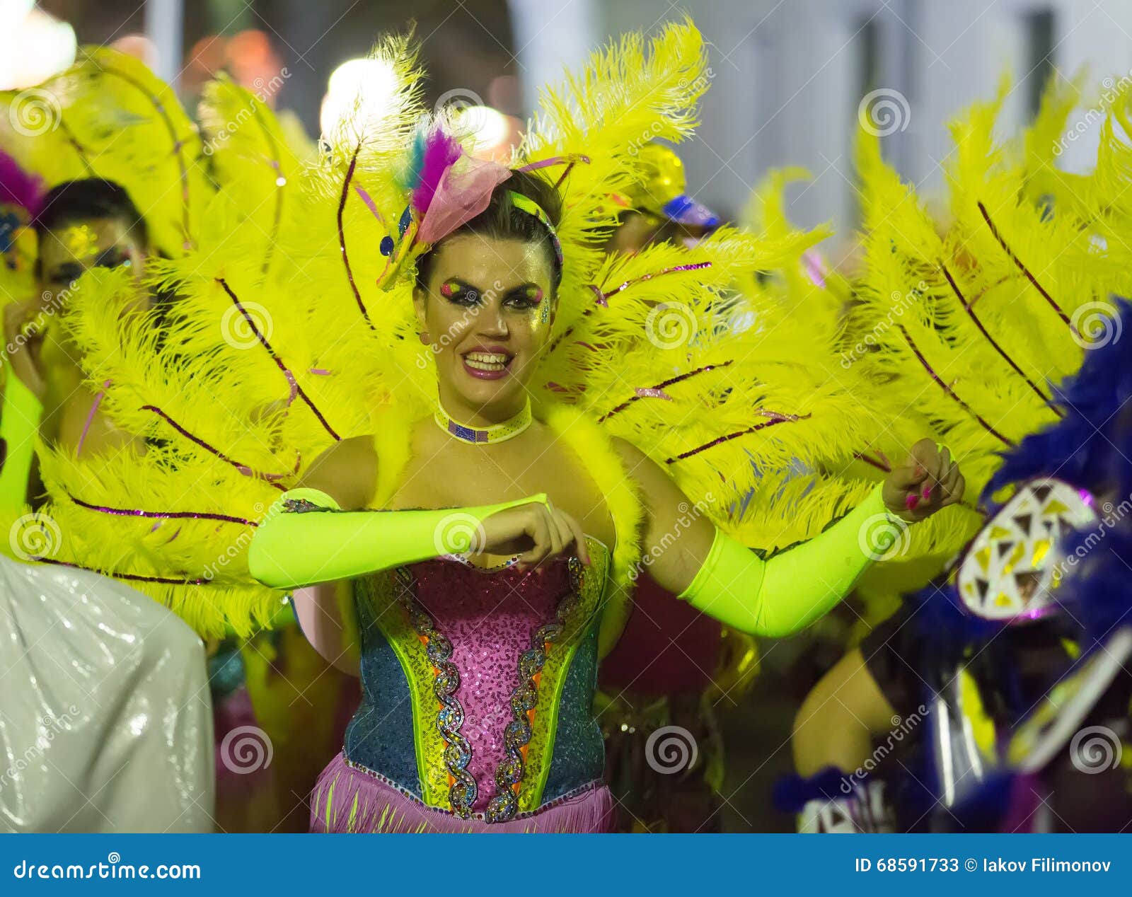 Spanish Carnaval at Sitges in Evening Editorial Stock Photo - Image of ...