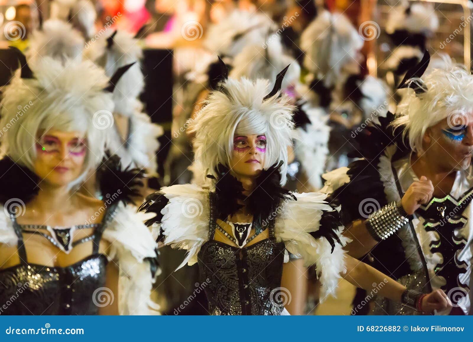 Spanish Carnival in Evening Time. Sitges Editorial Photography - Image ...