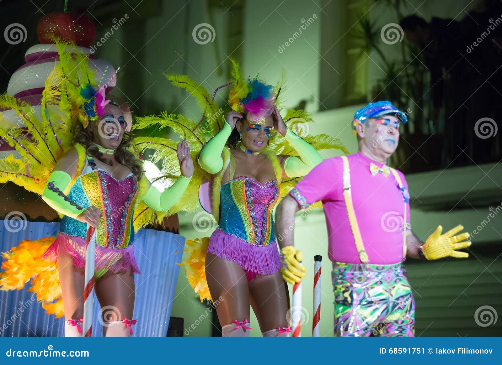 Spanish Carnival at Sitges in Night. Spain Editorial Photo - Image of ...