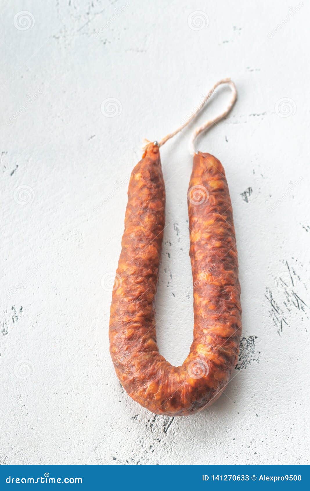 Spanish Chorizo on the White Background Stock Image - Image of flat ...