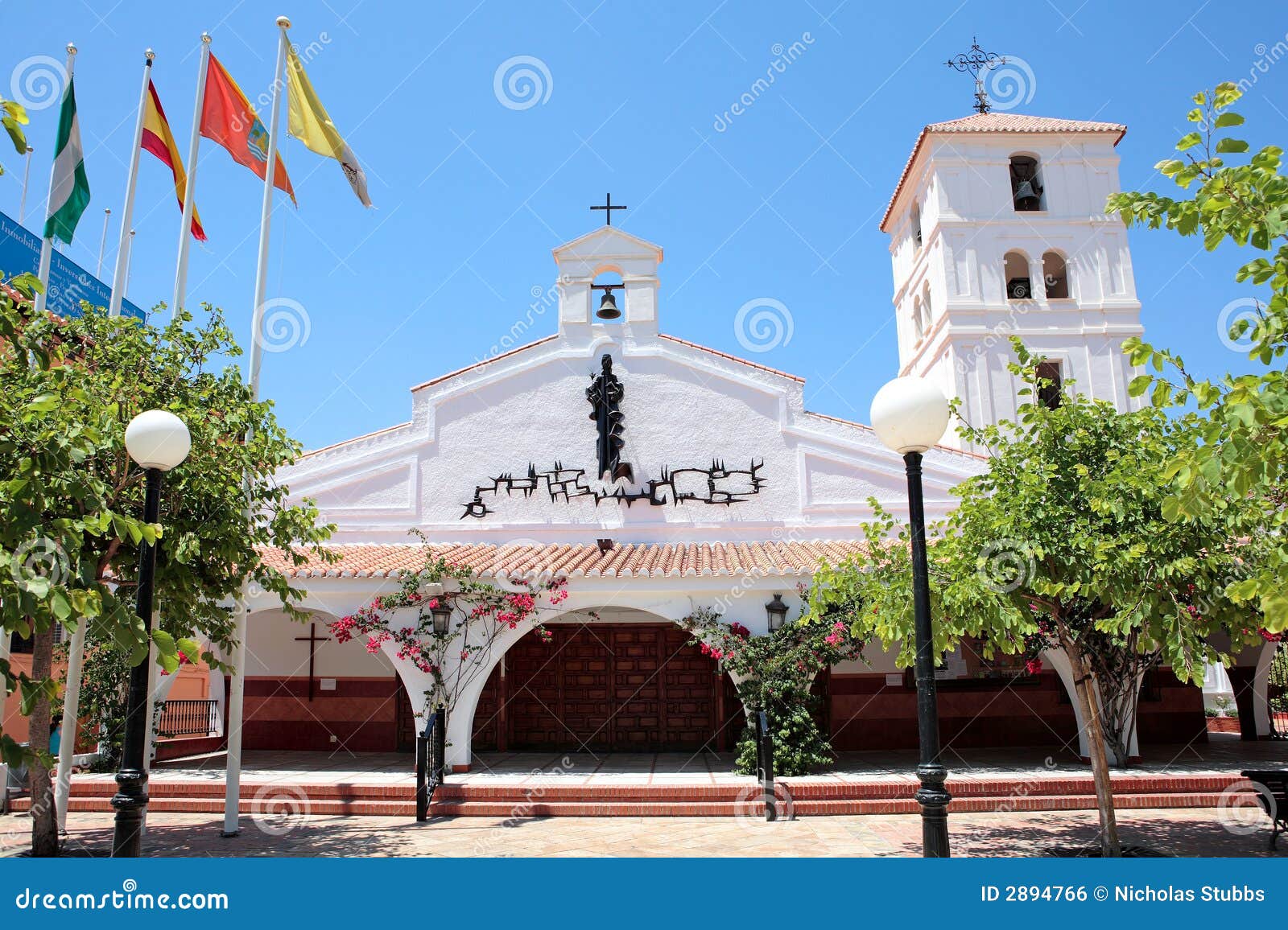 Spanish Church on the Costa De Stock Photo - Image of lights, country ...