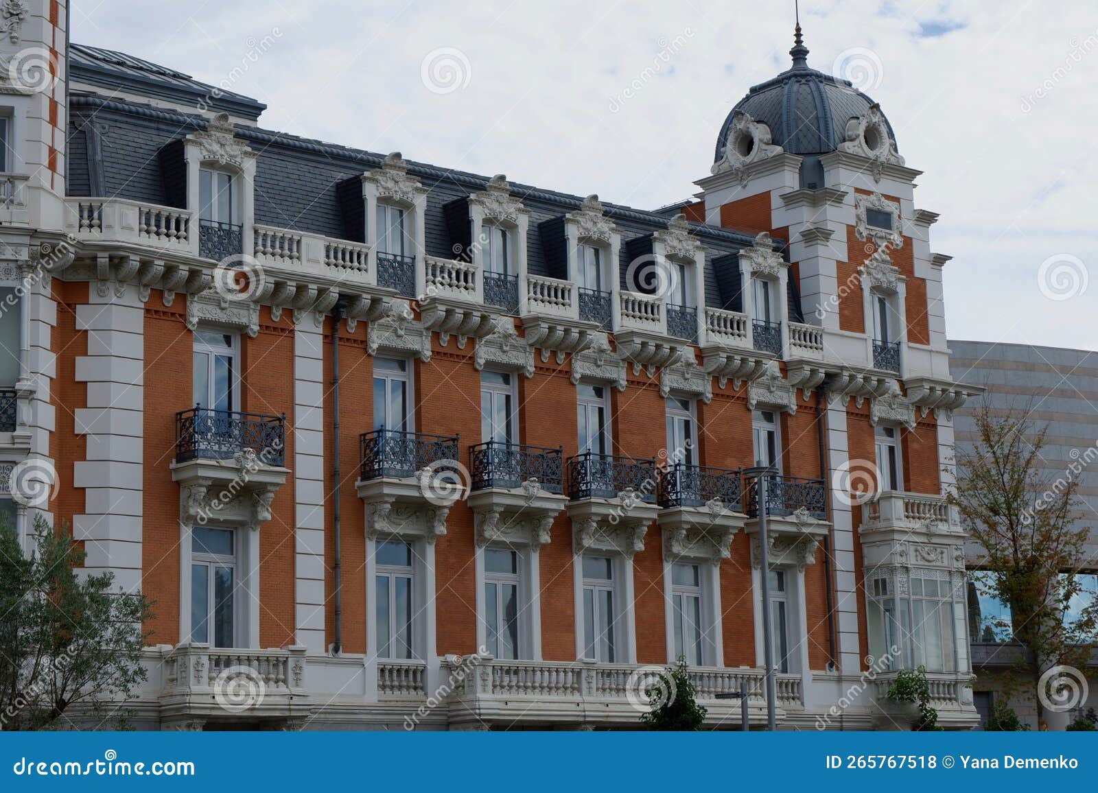 Spanish Classical Building with Windows and Balconies in Modernist ...