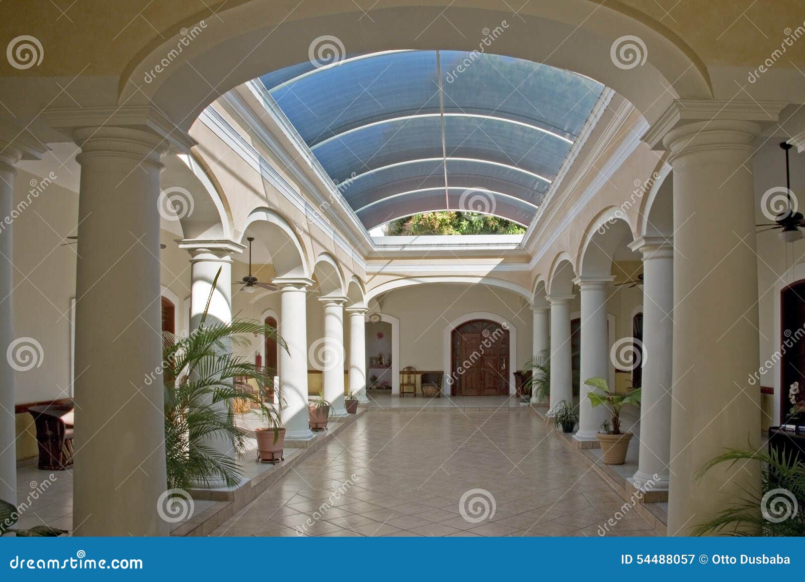 Spanish Colonial Building Interior Stock Image - Image of columns, arch ...