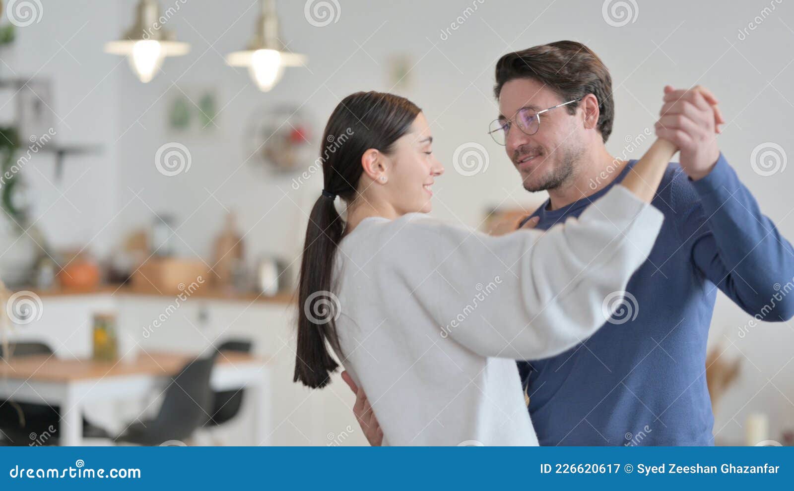 Spanish Couple Dancing Together at Home Stock Image - Image of indoors ...