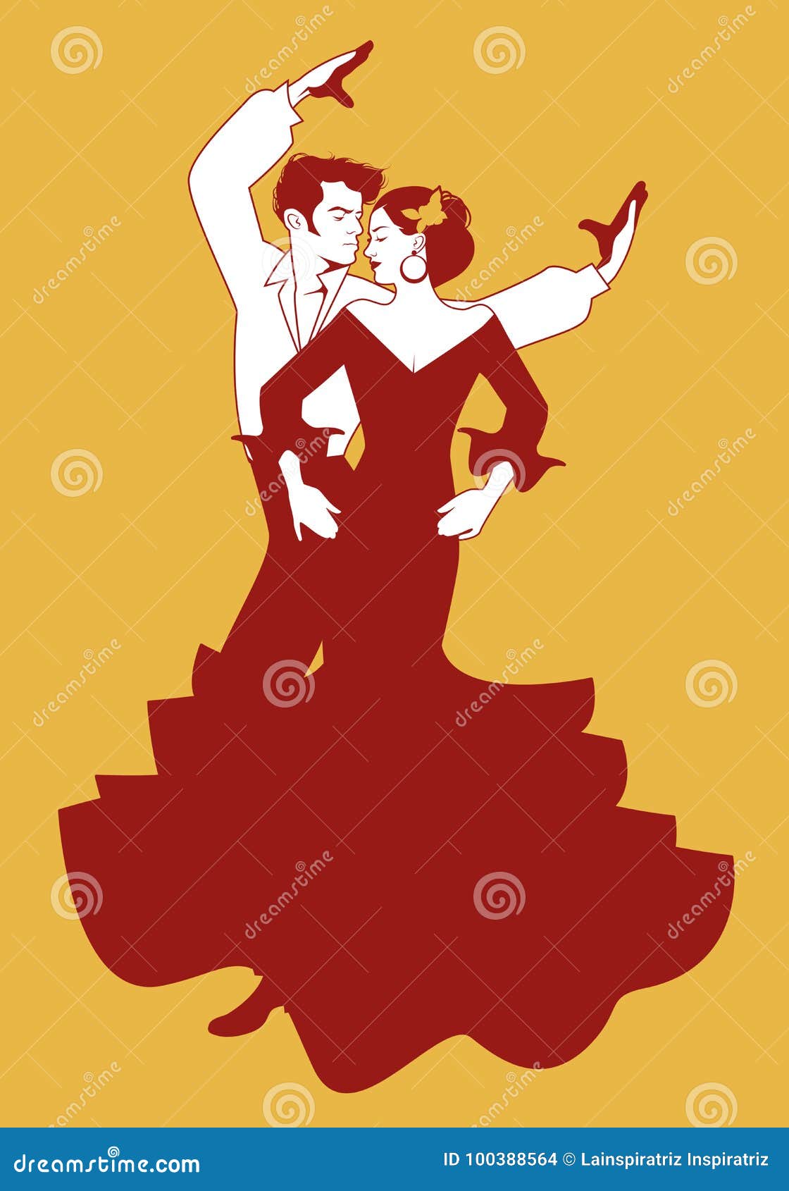 Spanish Couple Flamenco Dancers. Vector Illustration Stock Vector ...