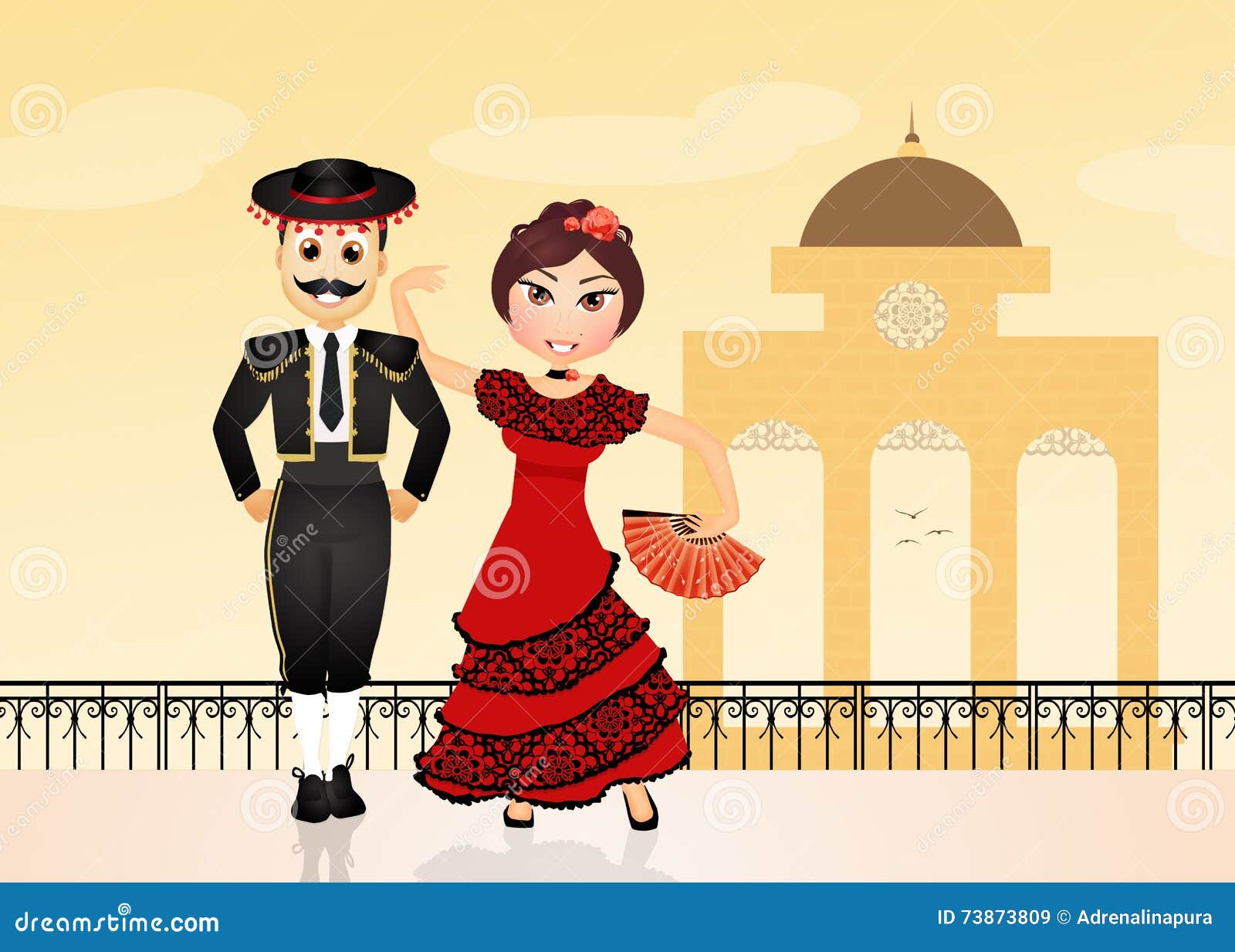 Spanish couple stock illustration. Illustration of flamenco - 73873809