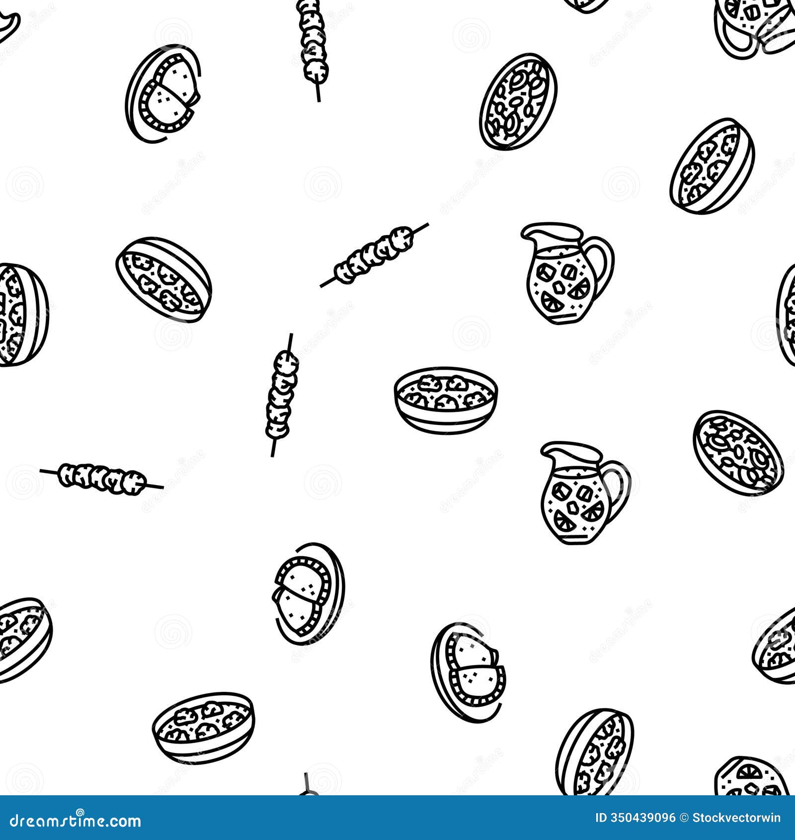 Spanish Cuisine Food Paella Tapas Seamless Pattern Vector Stock ...