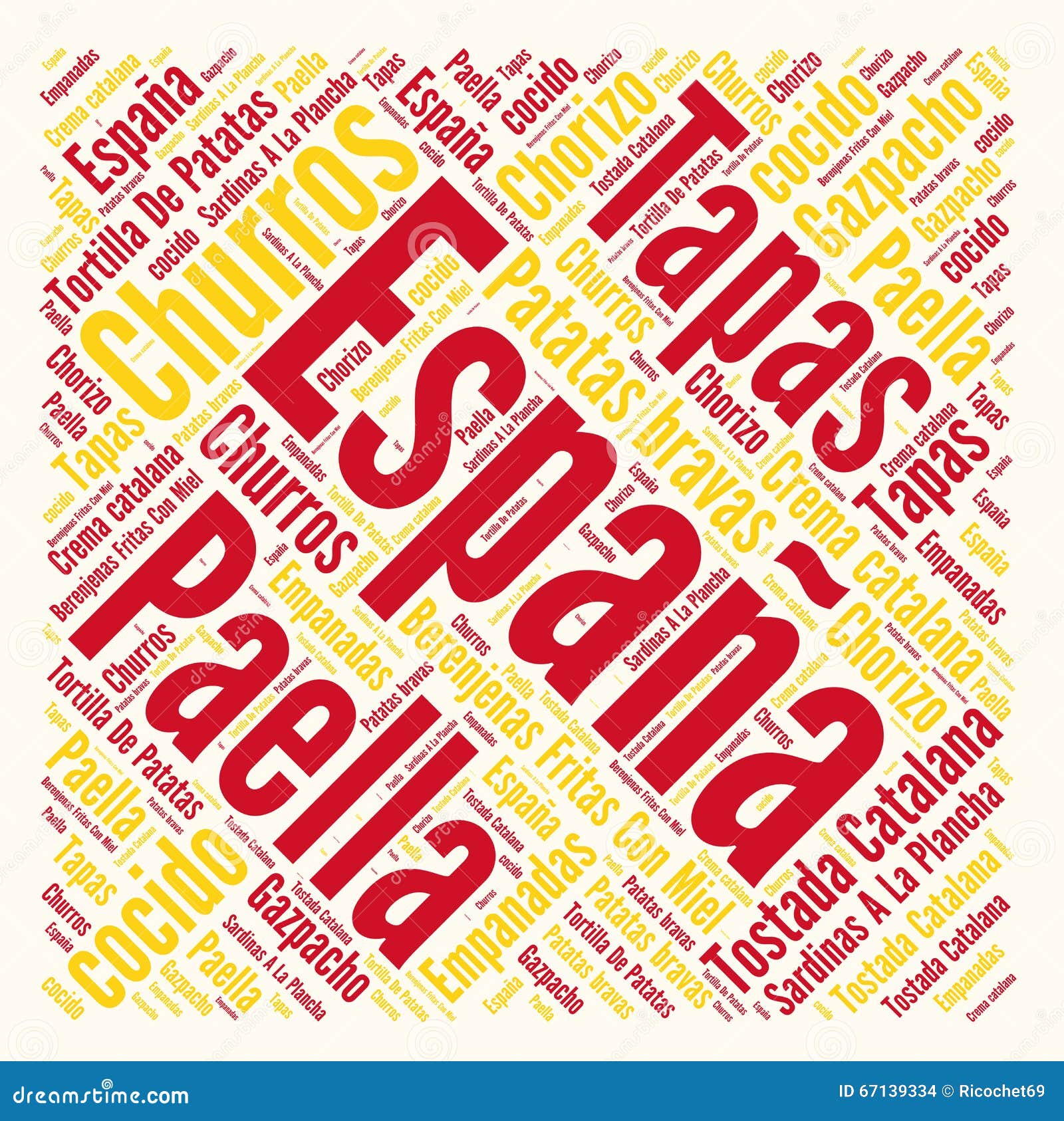 Spanish cuisine word cloud stock illustration. Illustration of cooking ...
