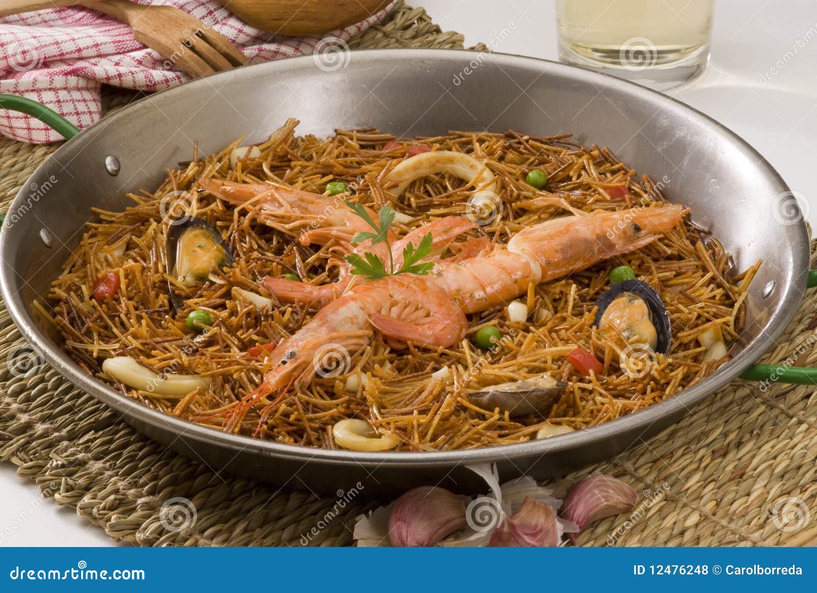 Spanish CuisineSeafood Spaghetti.Fideua. Stock Photo - Image of ...