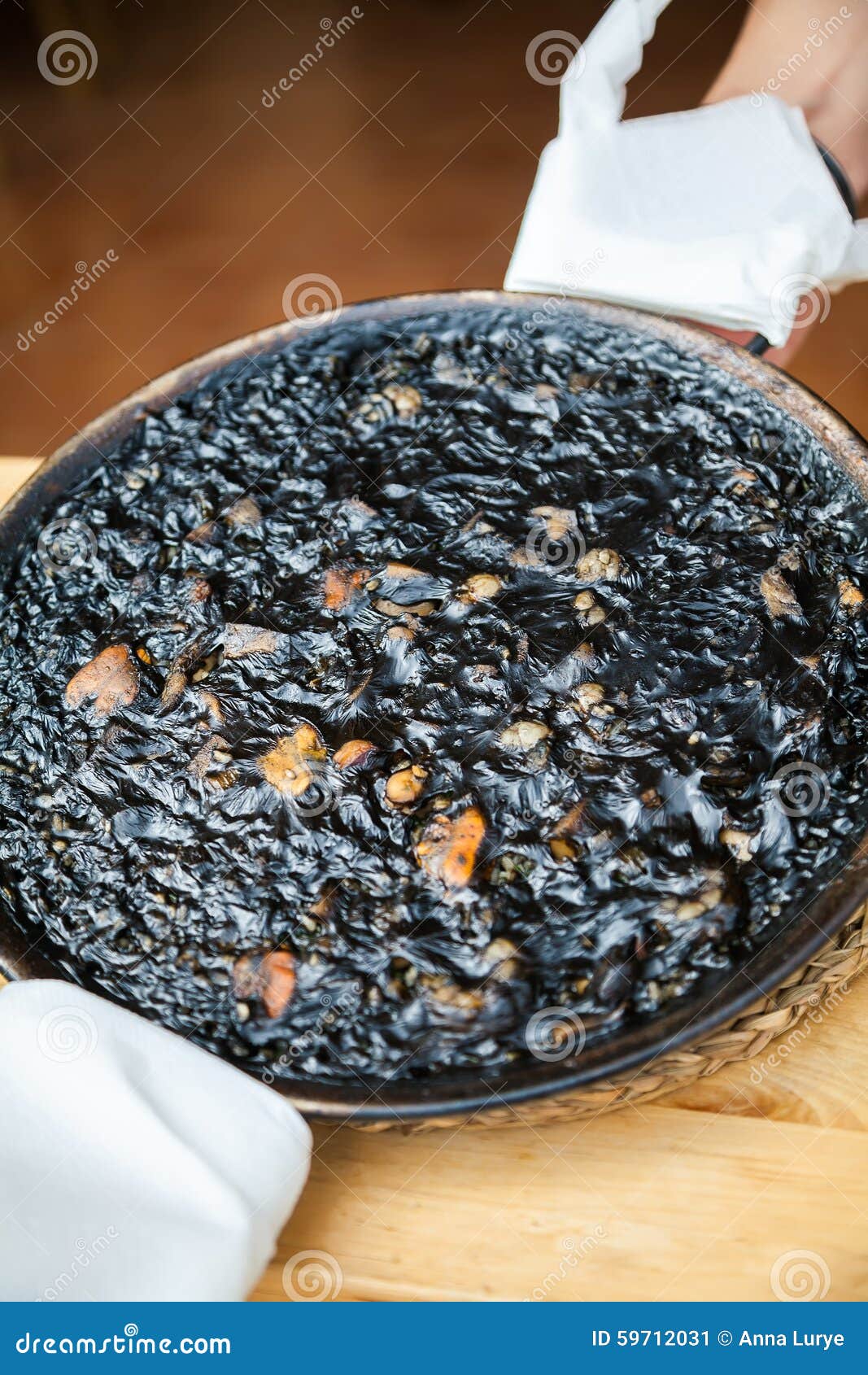 Spanish Cuttlefish Ink Paella Stock Image - Image of rice, cuttlefish ...