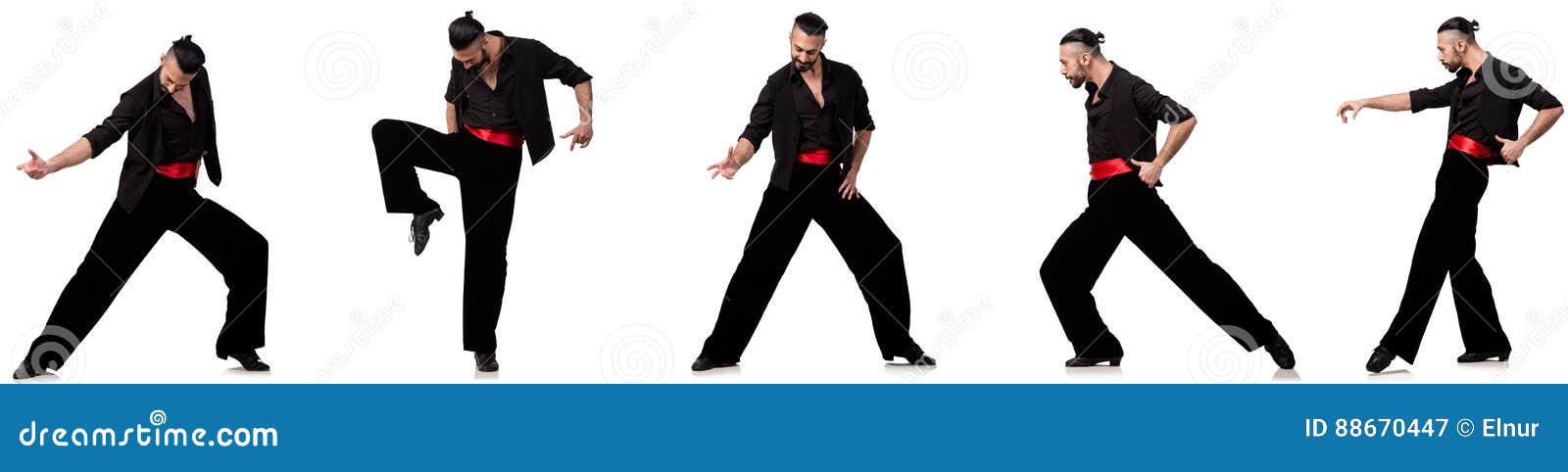 The Spanish Dancer in Various Poses on White Stock Image - Image of ...