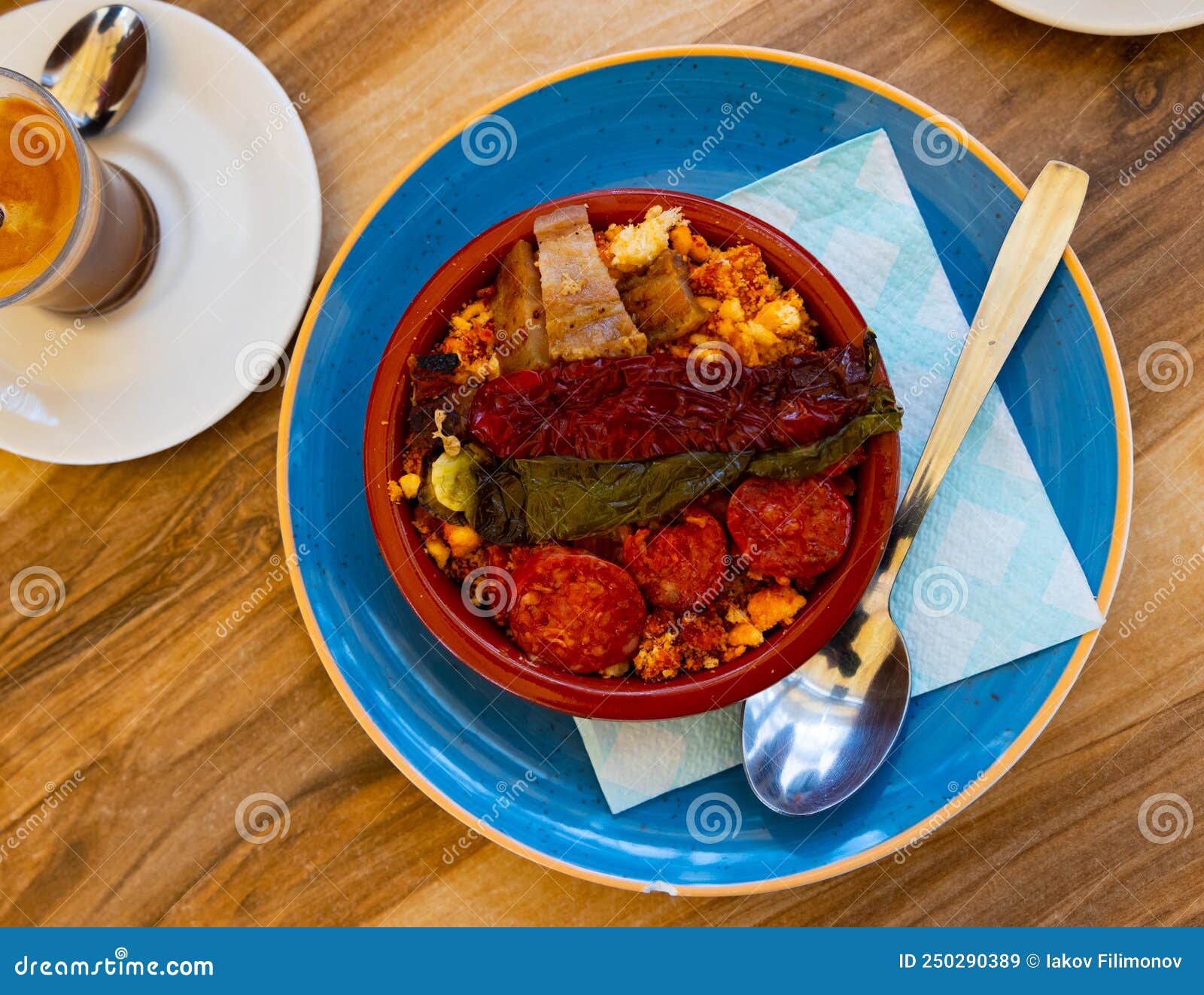Spanish Dish Migas Served on Table in Bowl Stock Image - Image of spain ...
