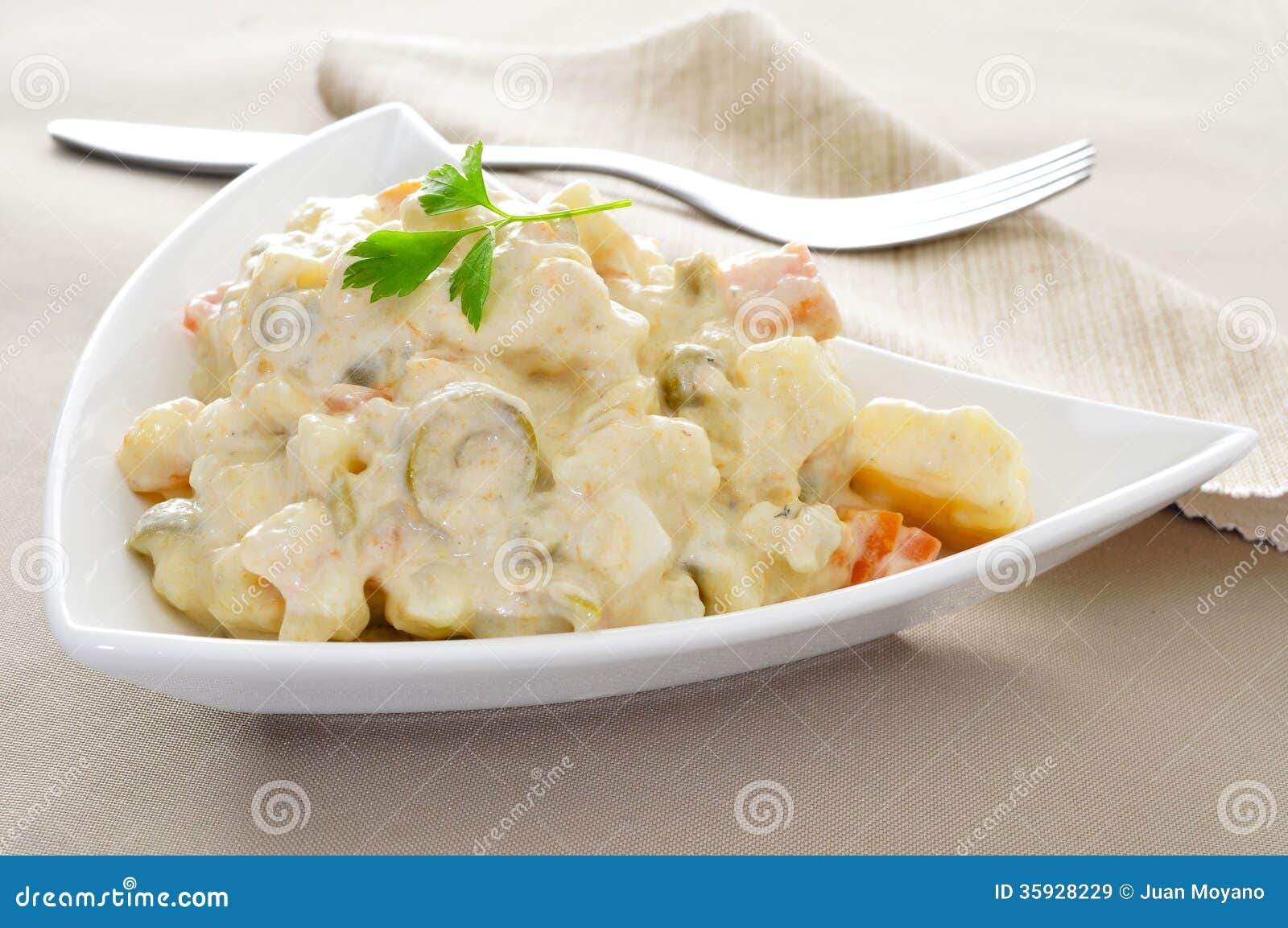 Spanish Ensaladilla Rusa, Russian Salad Stock Image - Image of green ...