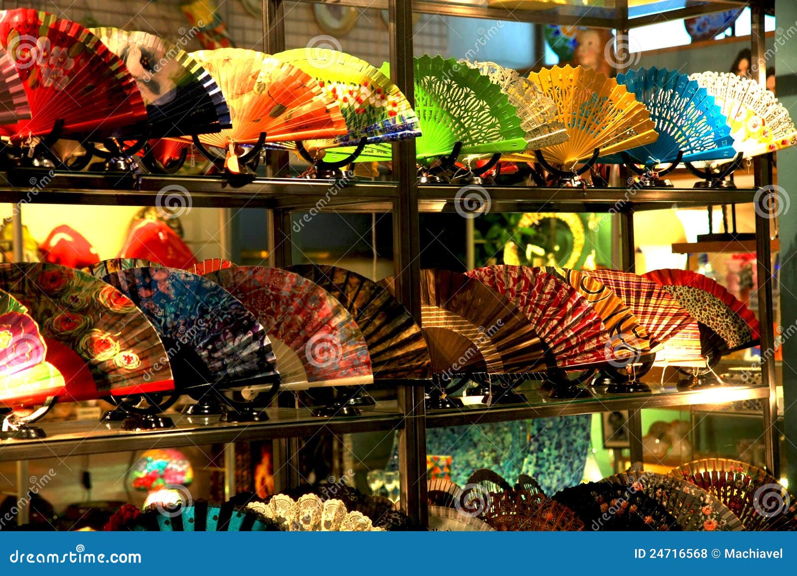 Spanish fans in a store stock photo. Image of arrangement - 24716568