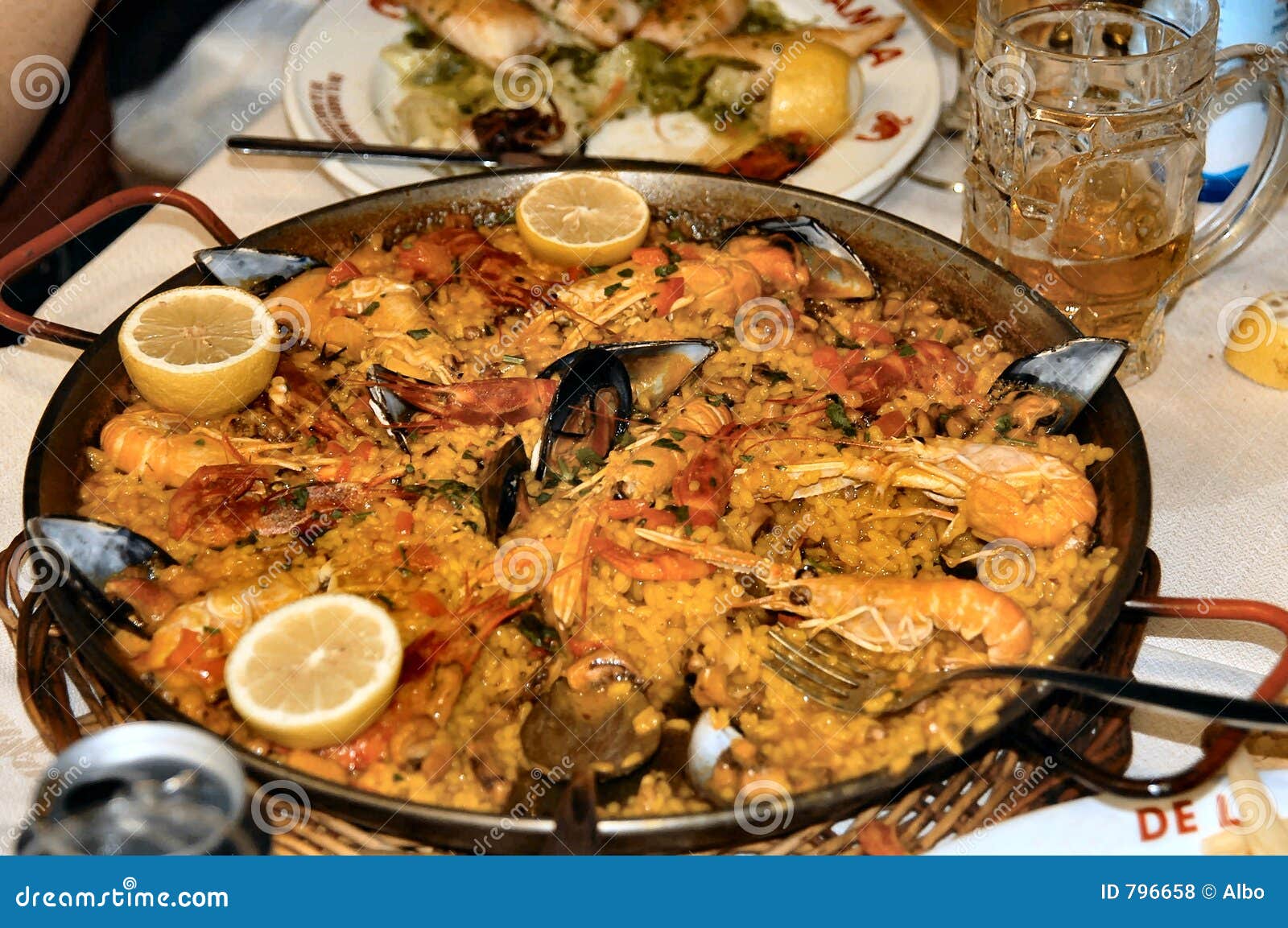 Spanish fish specialty stock photo. Image of rice, lemon - 796658