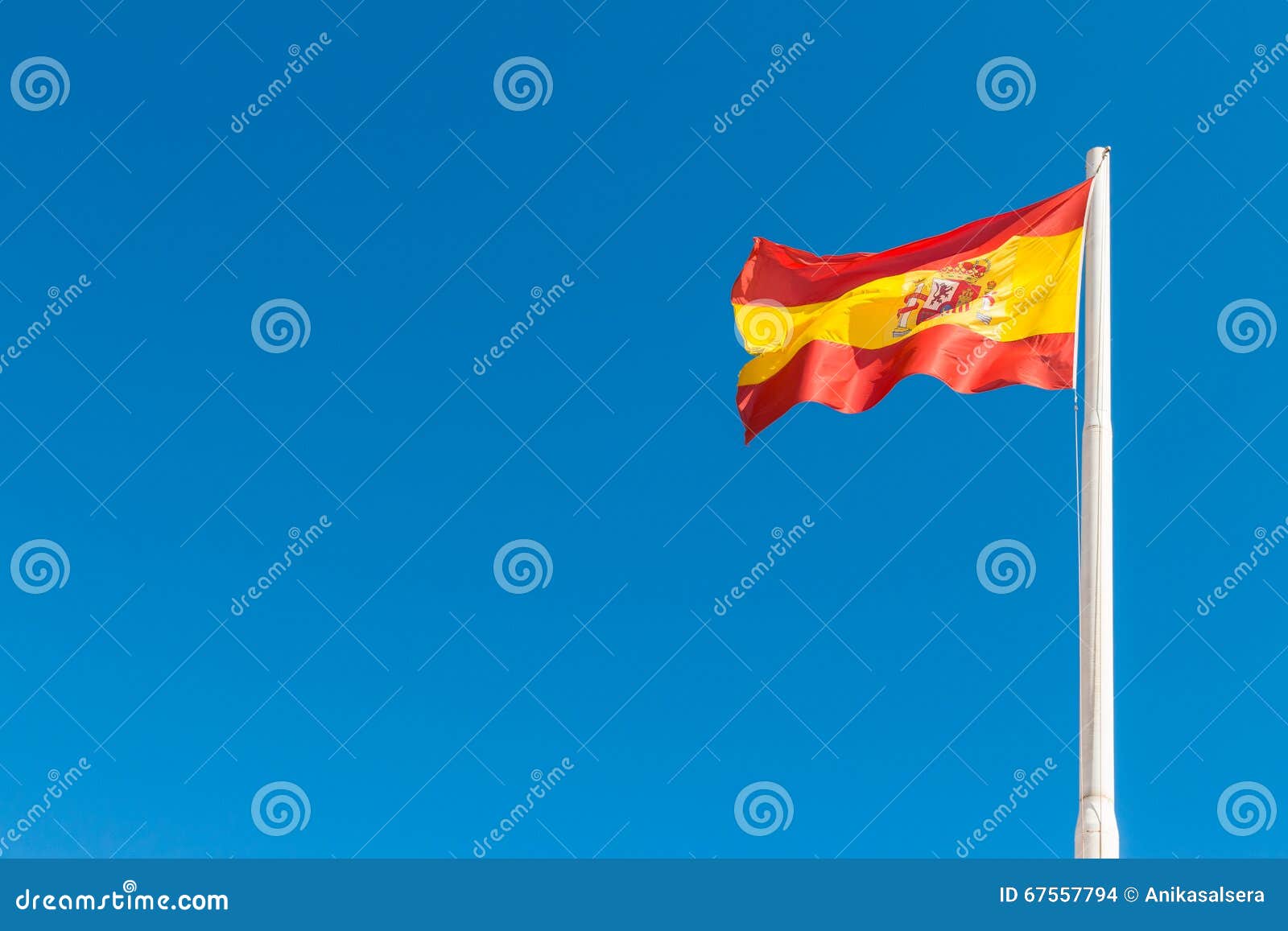 Spanish Flag in the Blue Sky Stock Photo - Image of copy, ensign: 67557794