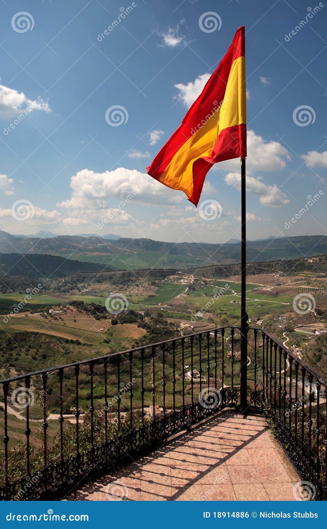 Spanish Flag Flying Over Ronda in Spain Stock Photo - Image of danger ...