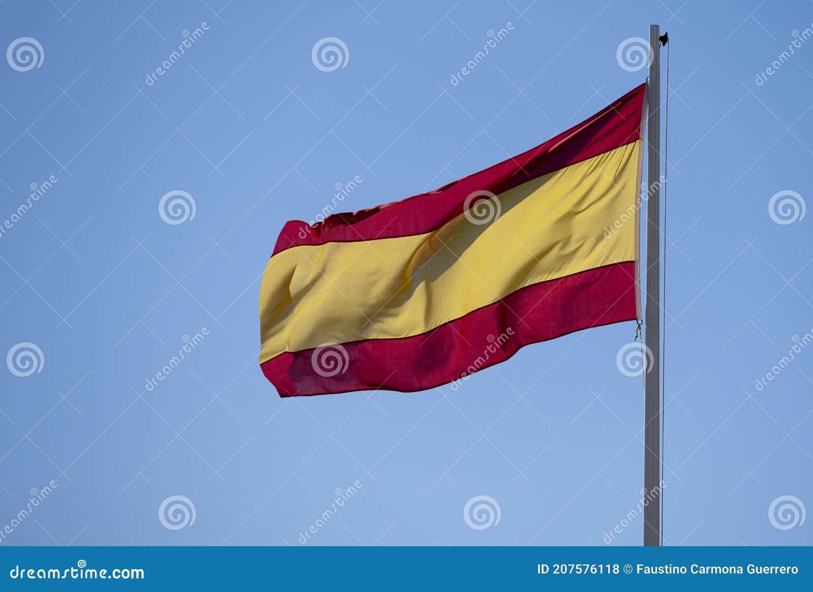 Spanish Flag on a Mast Flying in the Wind Stock Photo - Image of iberia ...
