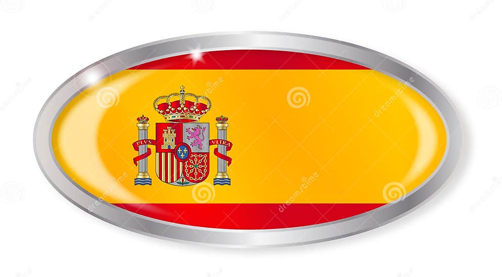 Spanish Flag Oval Button stock vector. Illustration of button - 116149681