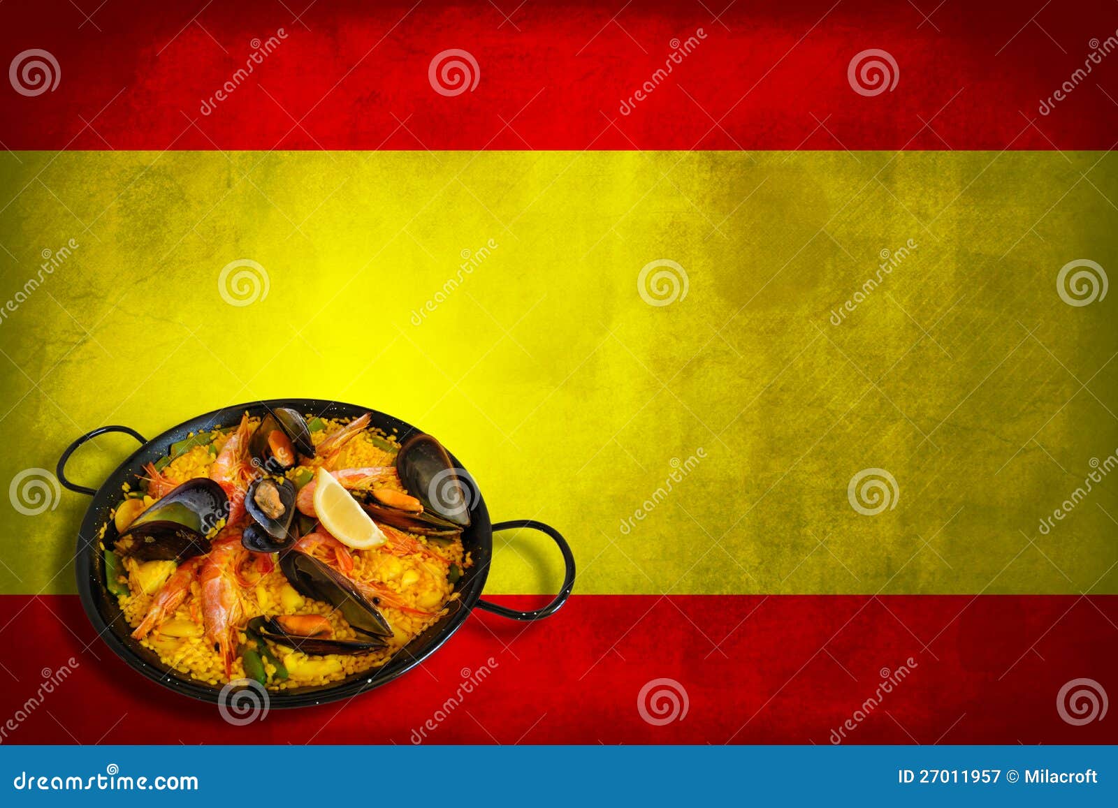 Spanish flag with paella stock image. Image of meat, country - 27011957