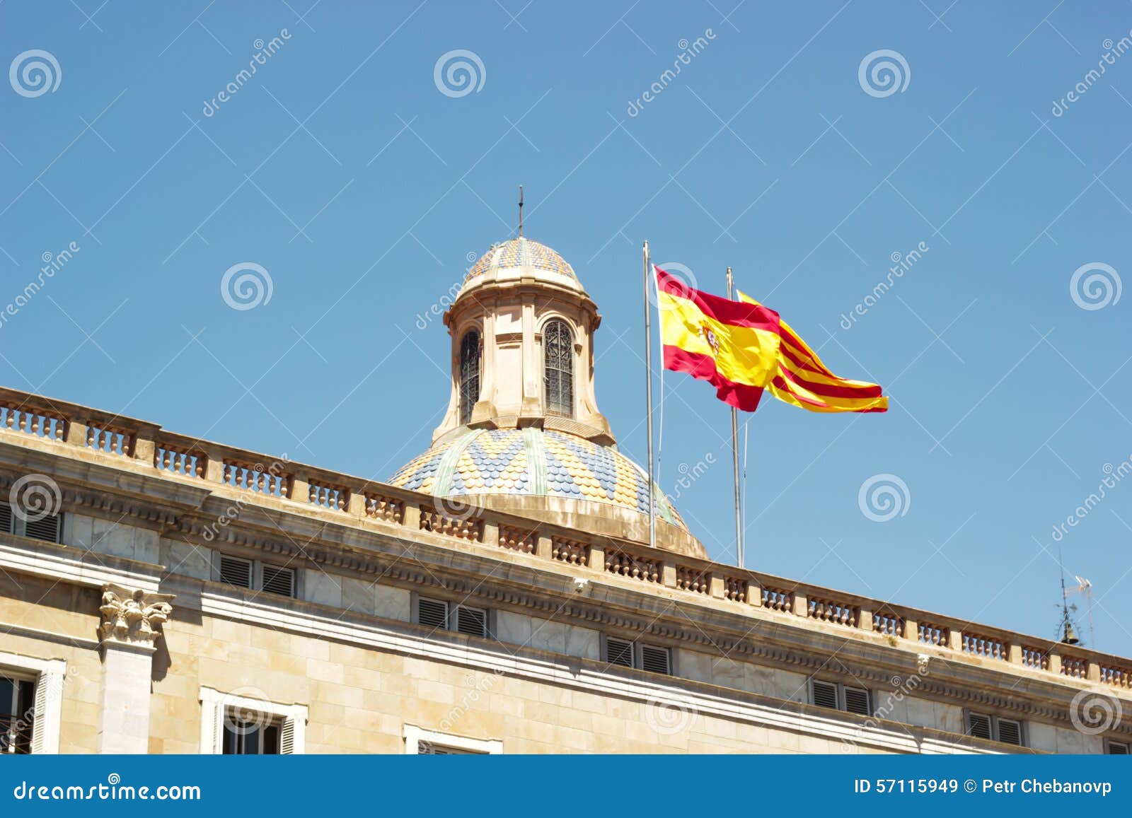 Spanish Flag on a Pole, Undulating in the Wind Stock Image - Image of ...