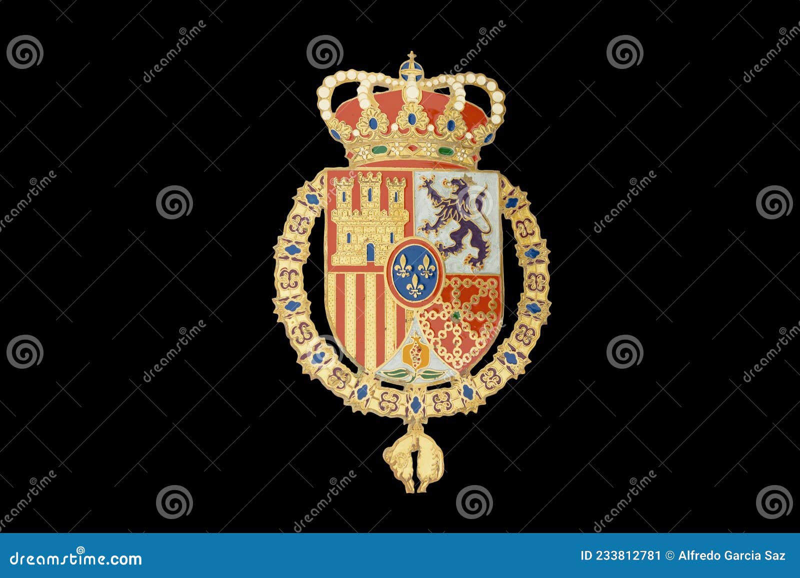 Spanish Flag Shield Isolated on Black Background Editorial Photo ...
