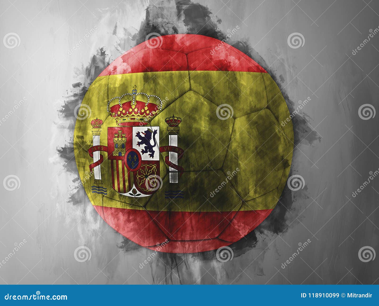 Spanish Flag on a Soccer Ball Stock Illustration - Illustration of ...