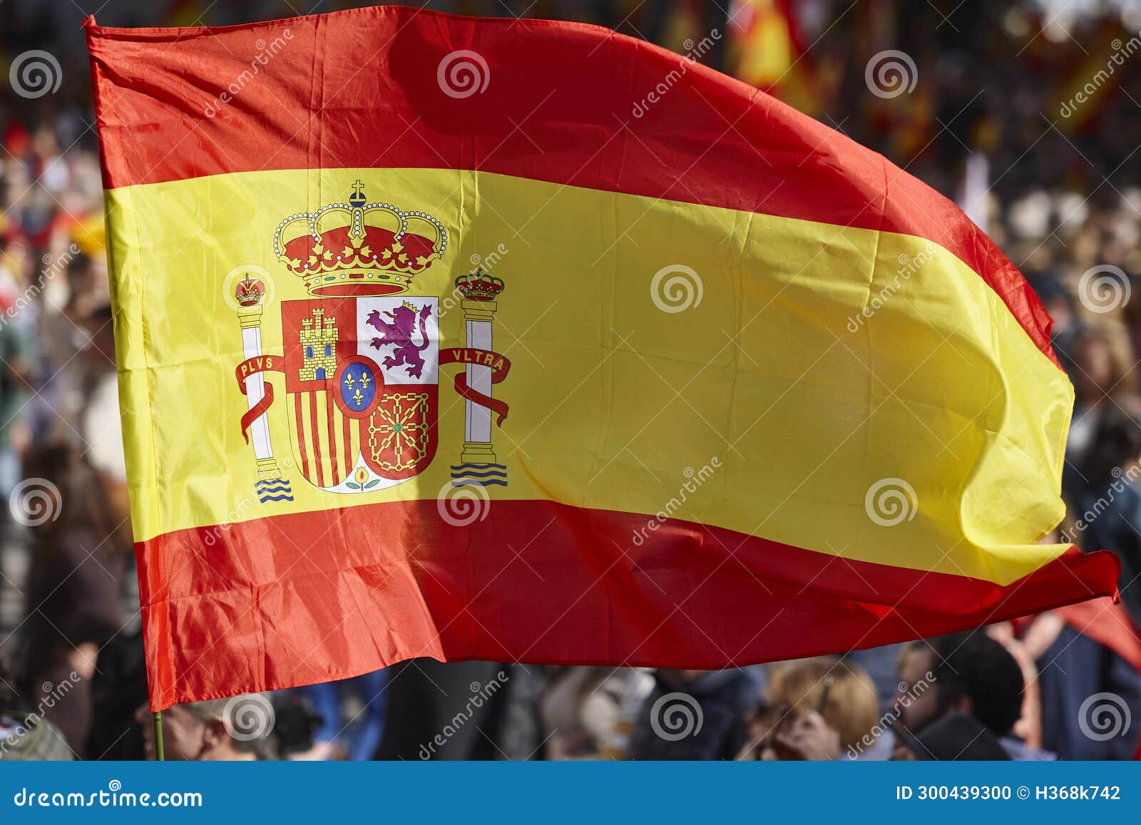 Spanish Flag Waving. Demonstration in Spain. Spanish Symbol Stock Photo ...