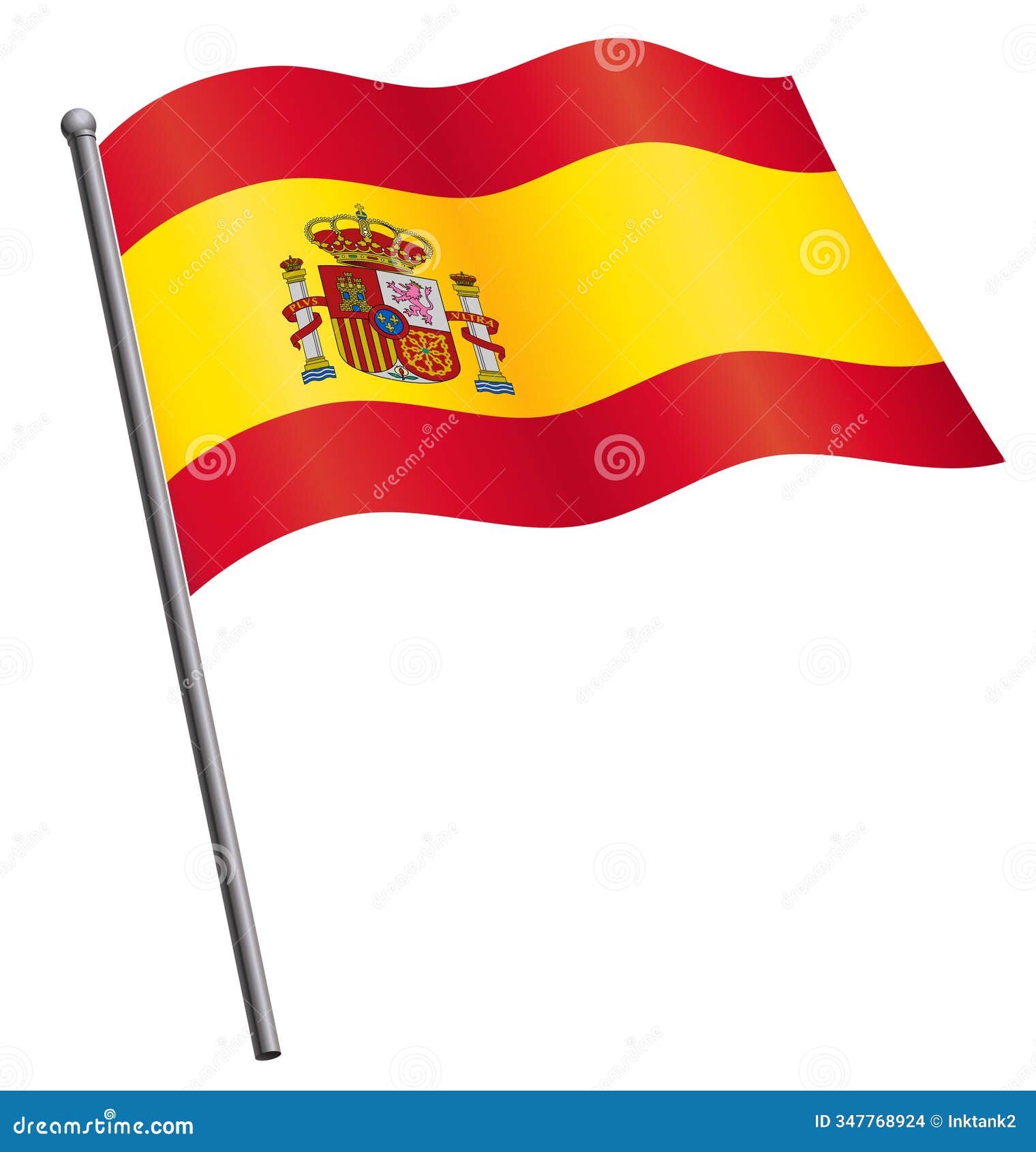 Spanish Flag Waving on Flagpole Stock Vector - Illustration of flowing ...