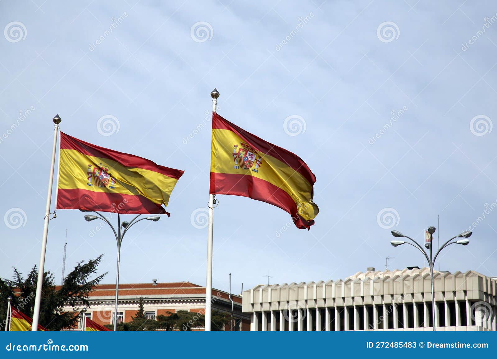 Spanish Flag Waving in the Sky Stock Image - Image of patriotism, coat ...