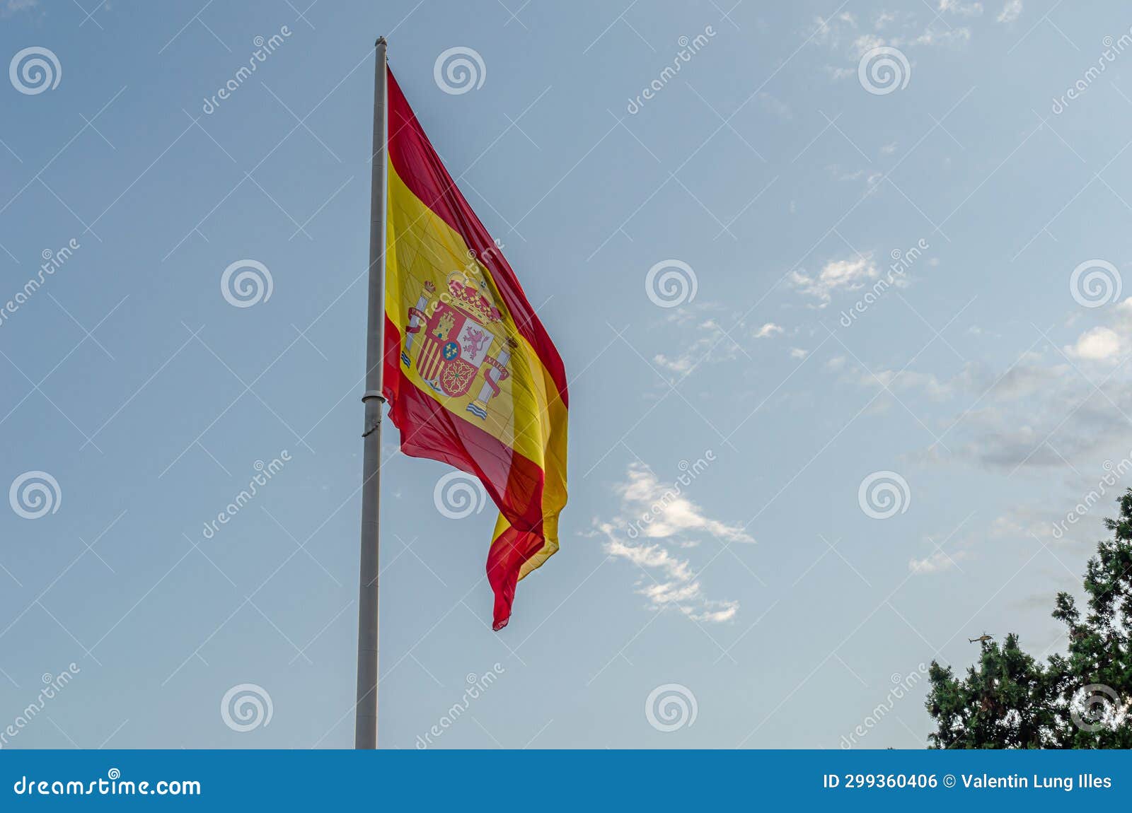 Spanish Flag Waving in the Wind Stock Photo - Image of background ...