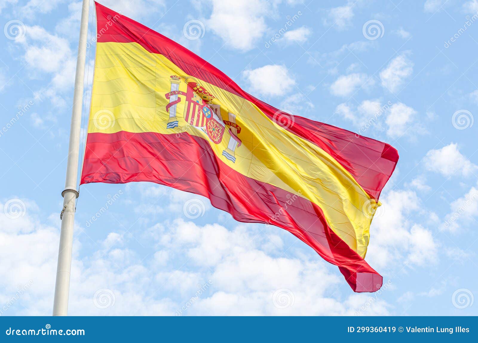 Spanish Flag Waving in the Wind Stock Image - Image of background, wind ...