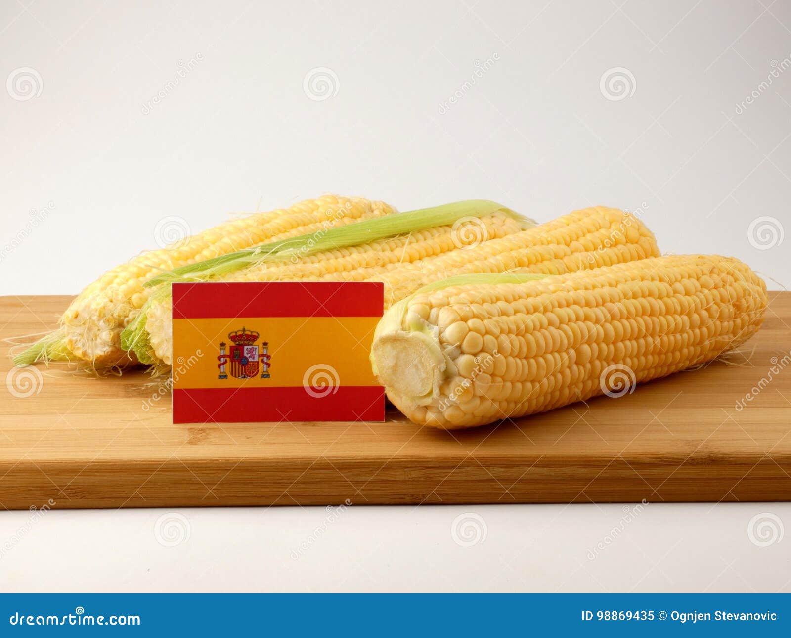 Spanish Flag on a Wooden Panel with Corn Isolated on a White Bac Stock ...