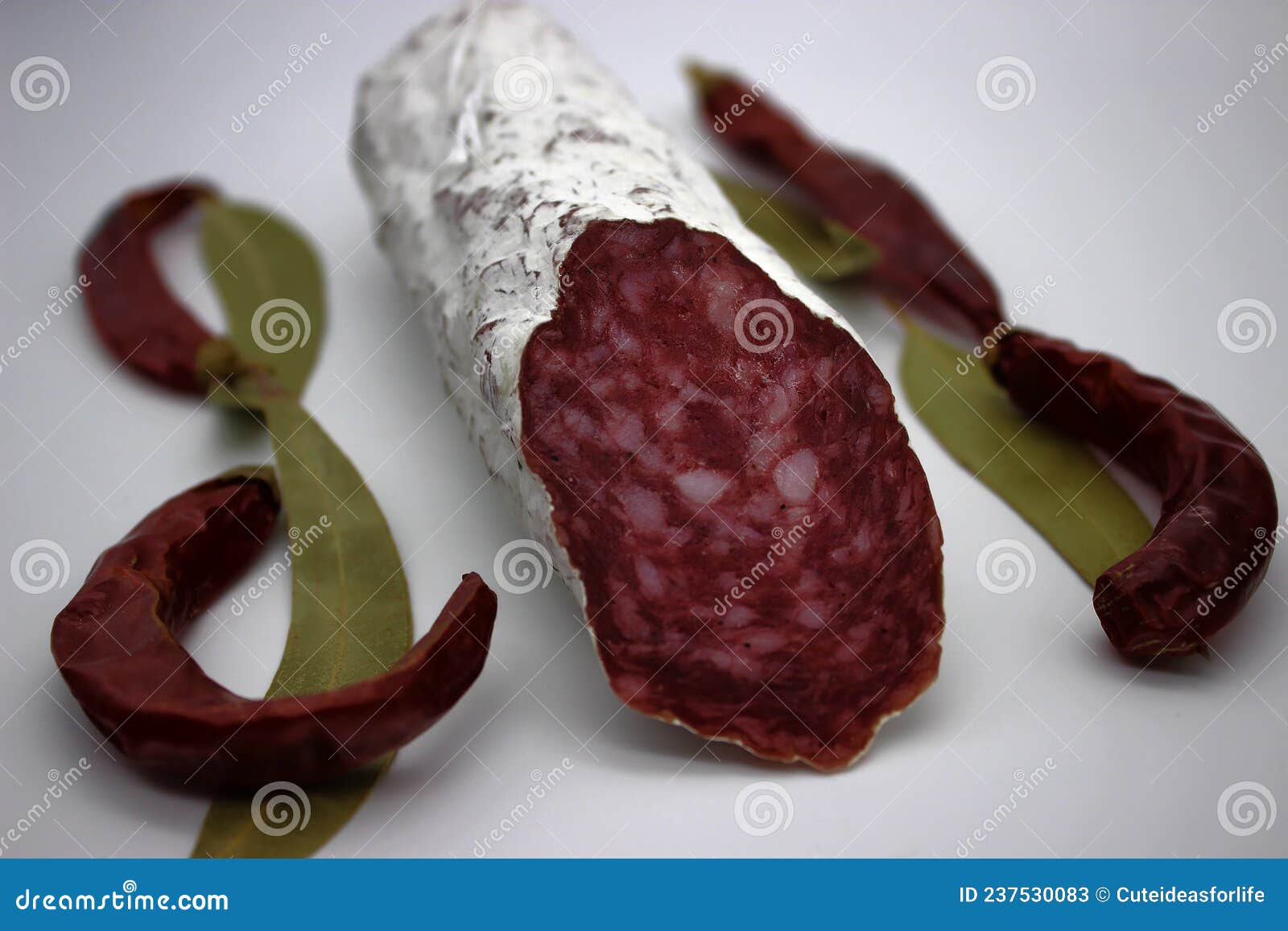 Spanish Fuet Sausage with Pepper Stock Image - Image of french, shot ...