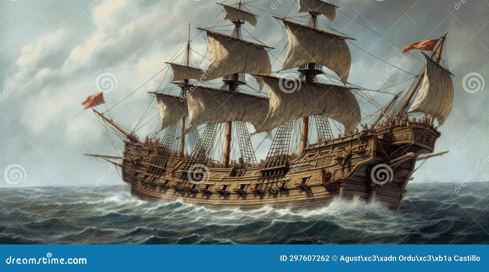 Spanish Galleon from the 17th Century. Stock Illustration ...