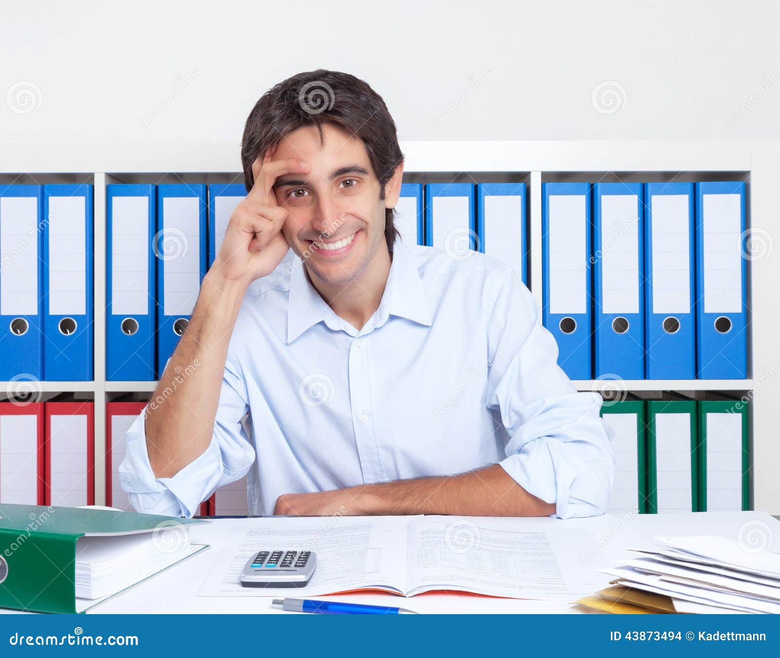 Spanish Guy at Office Laughing at Camera Stock Photo - Image of ...