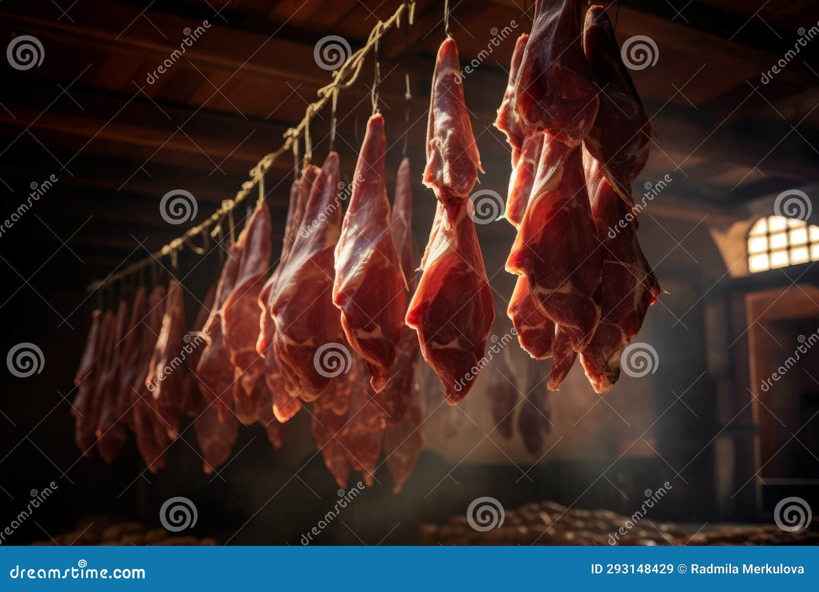 Spanish Ham Hanging in a Drying Room, Jamon Stock Image - Image of ...