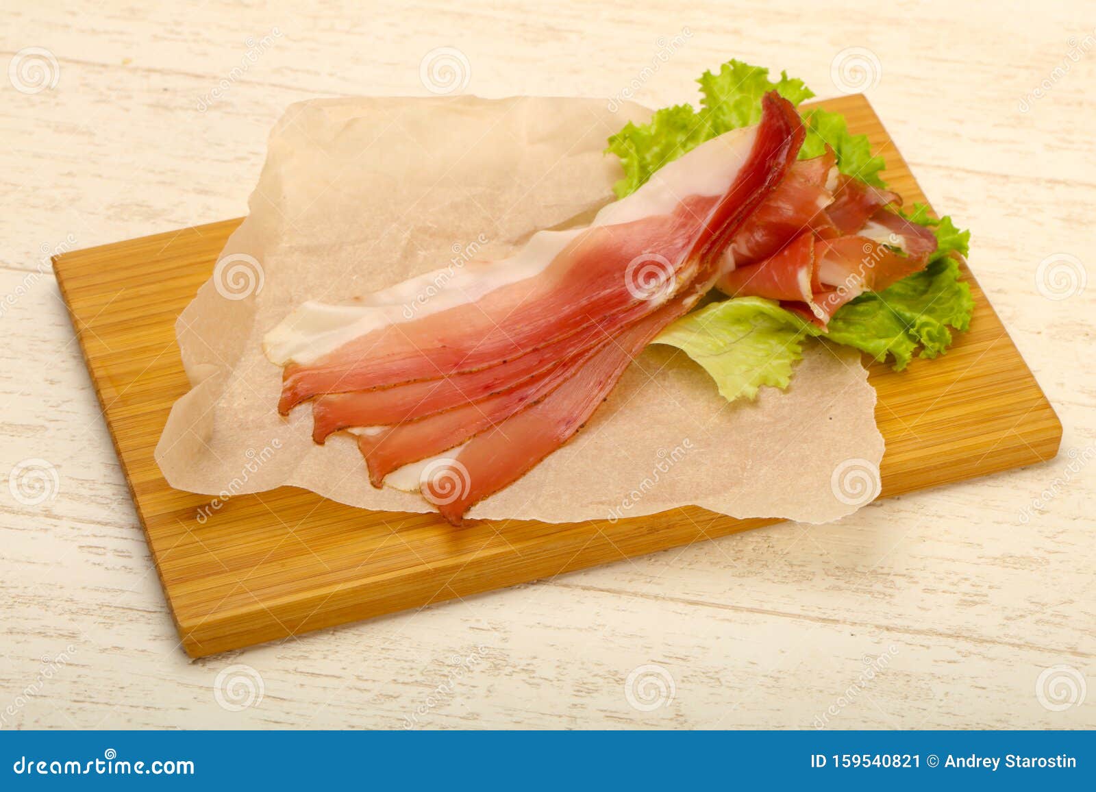 Spanish Hamon Meat Served Salad Stock Image - Image of background ...