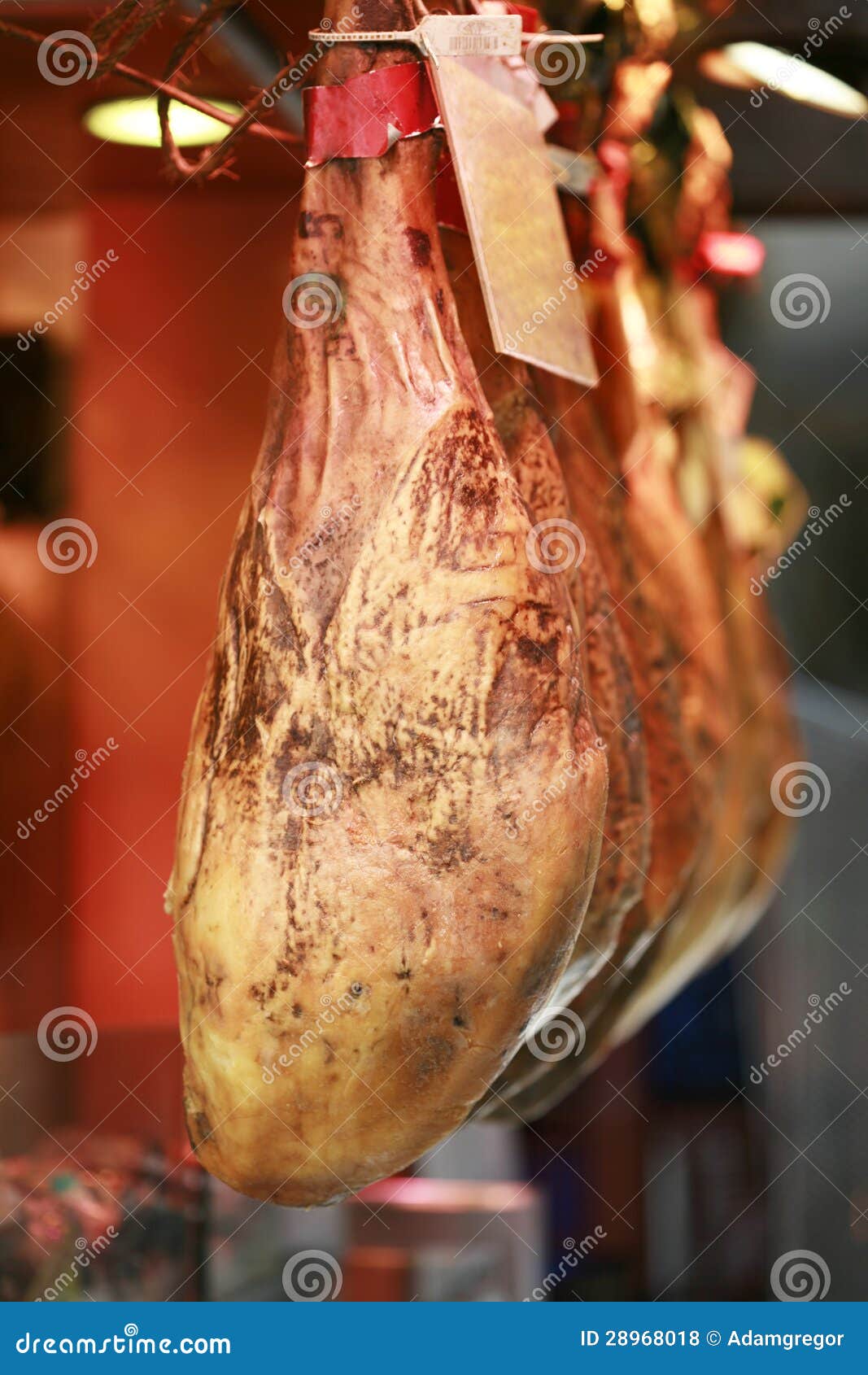 Spanish hams at the market stock photo. Image of food - 28968018
