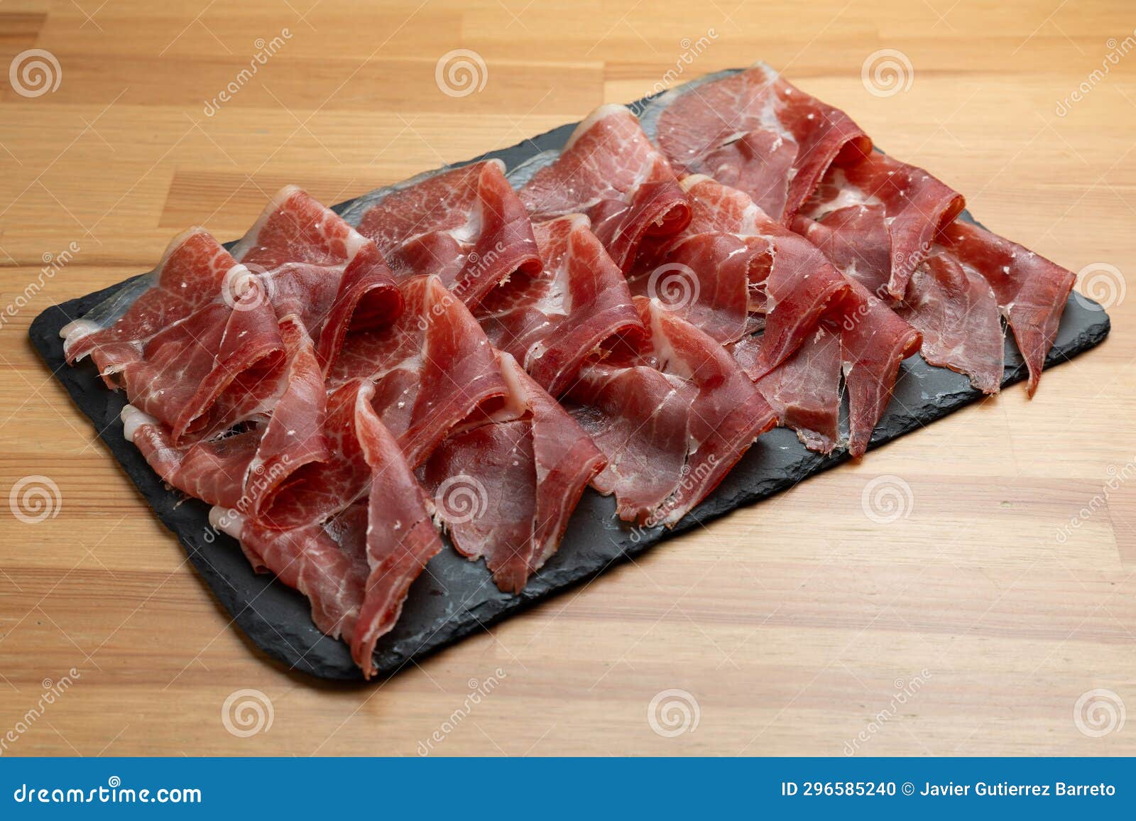 Spanish iberian ham tray stock photo. Image of food - 296585240
